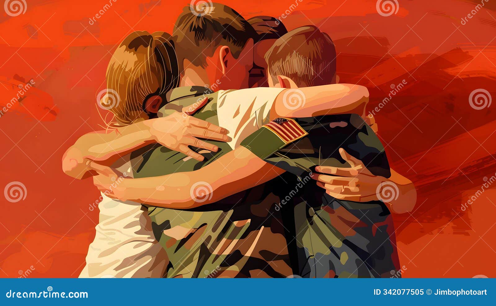 Military Family Hugging Their Veterans Stock Illustration ...