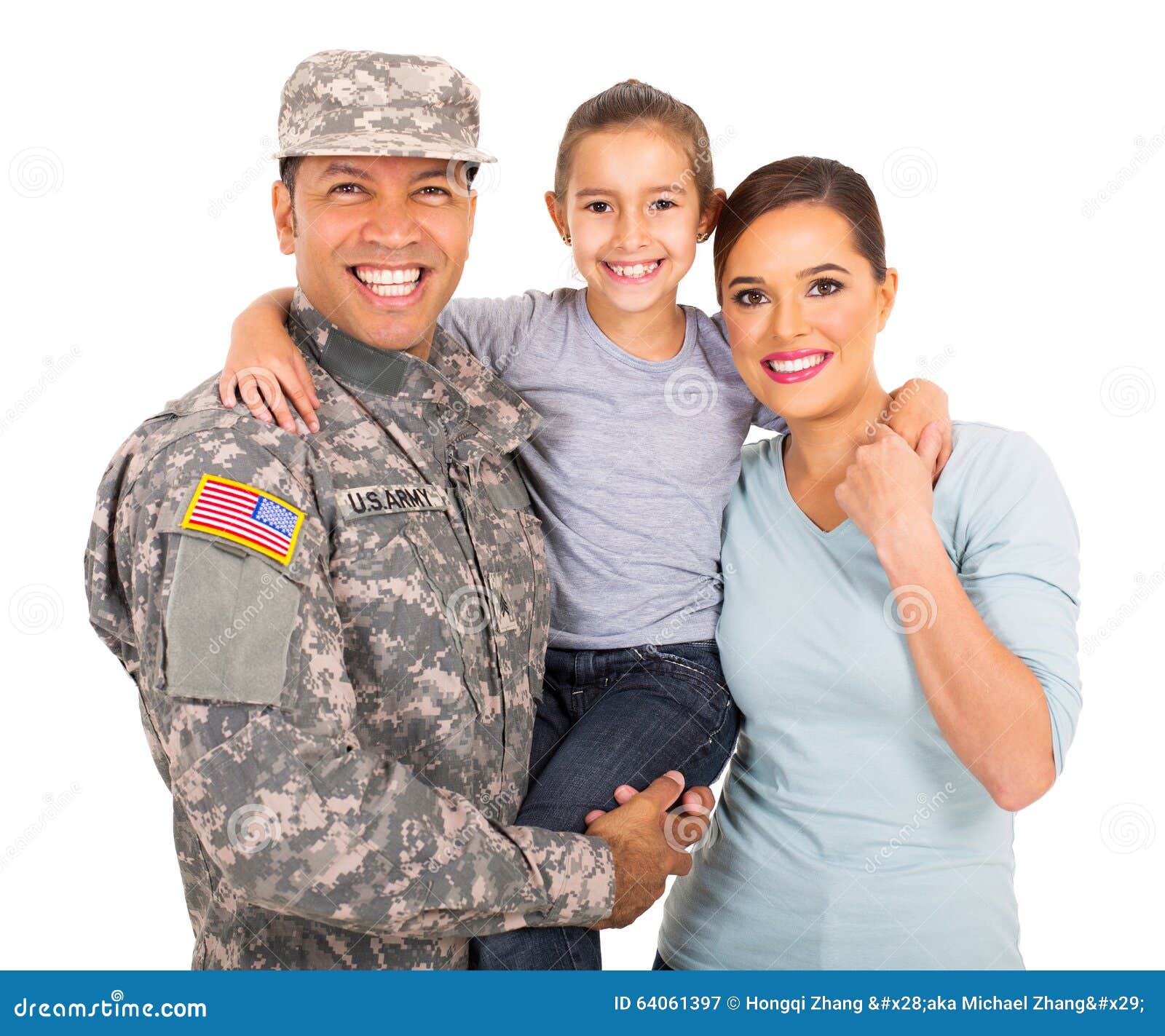 Military family of three stock image. Image of american - 64061397