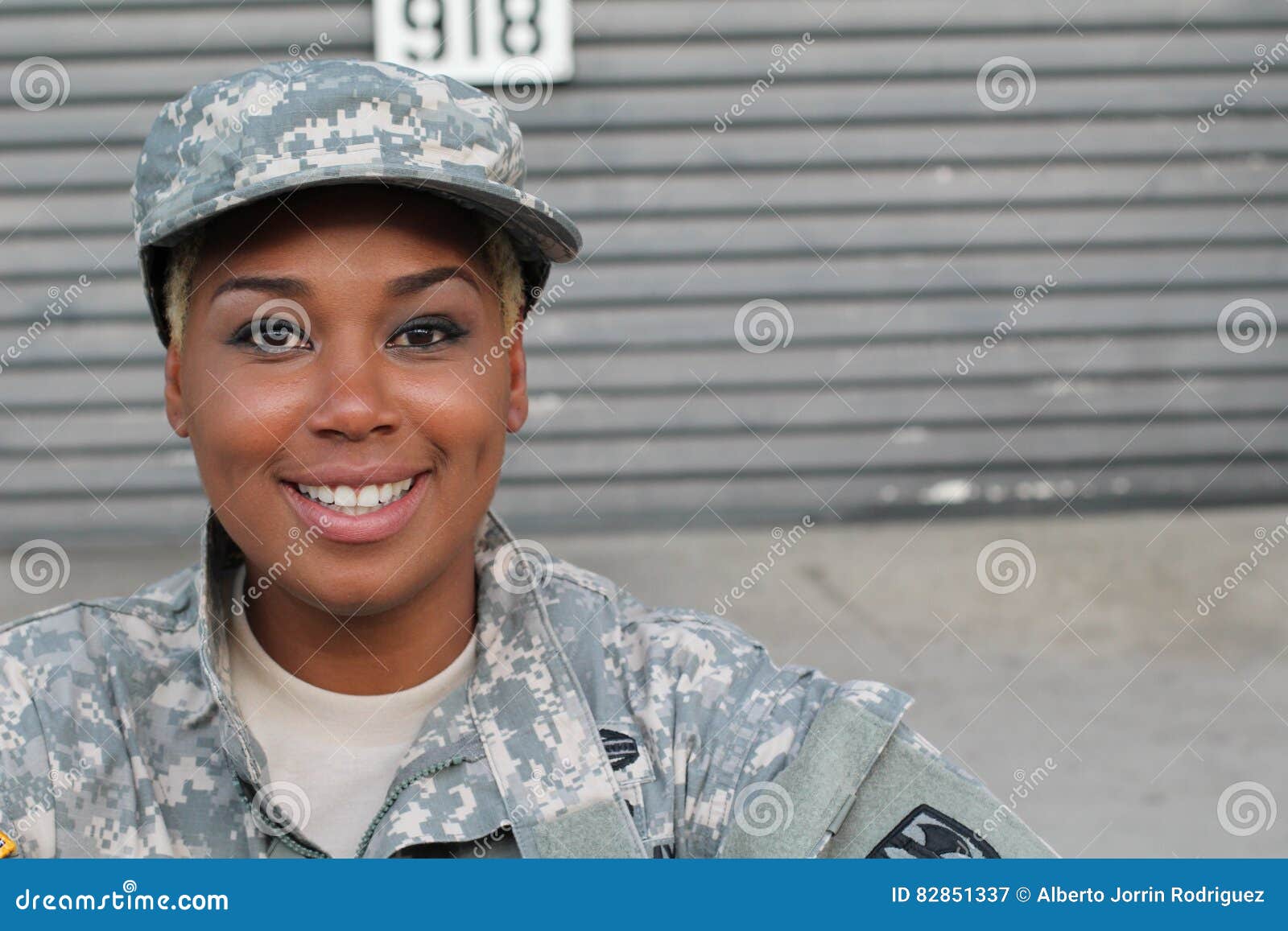 Military Female Smiling with Copy Space Stock Image - Image of copy ...