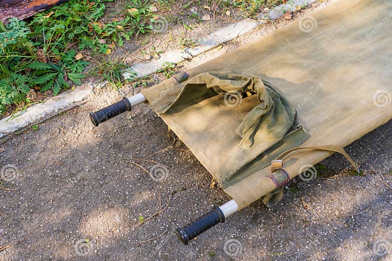 Military Field Stretcher Element with Selective Focus. Background Stock ...
