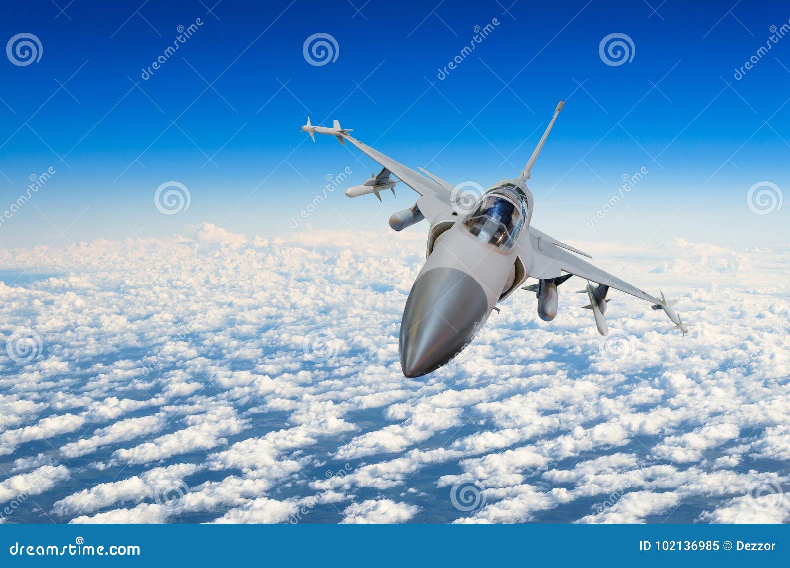 Military Fighter Jet Above the Clouds. Stock Image - Image of power ...