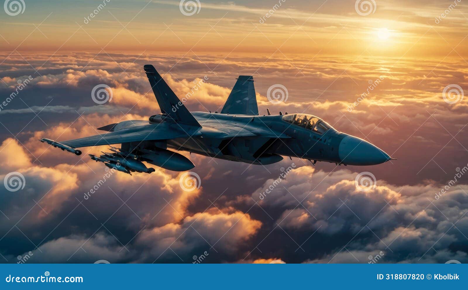 A Military Fighter Jet Flying Over the Clouds Stock Illustration ...