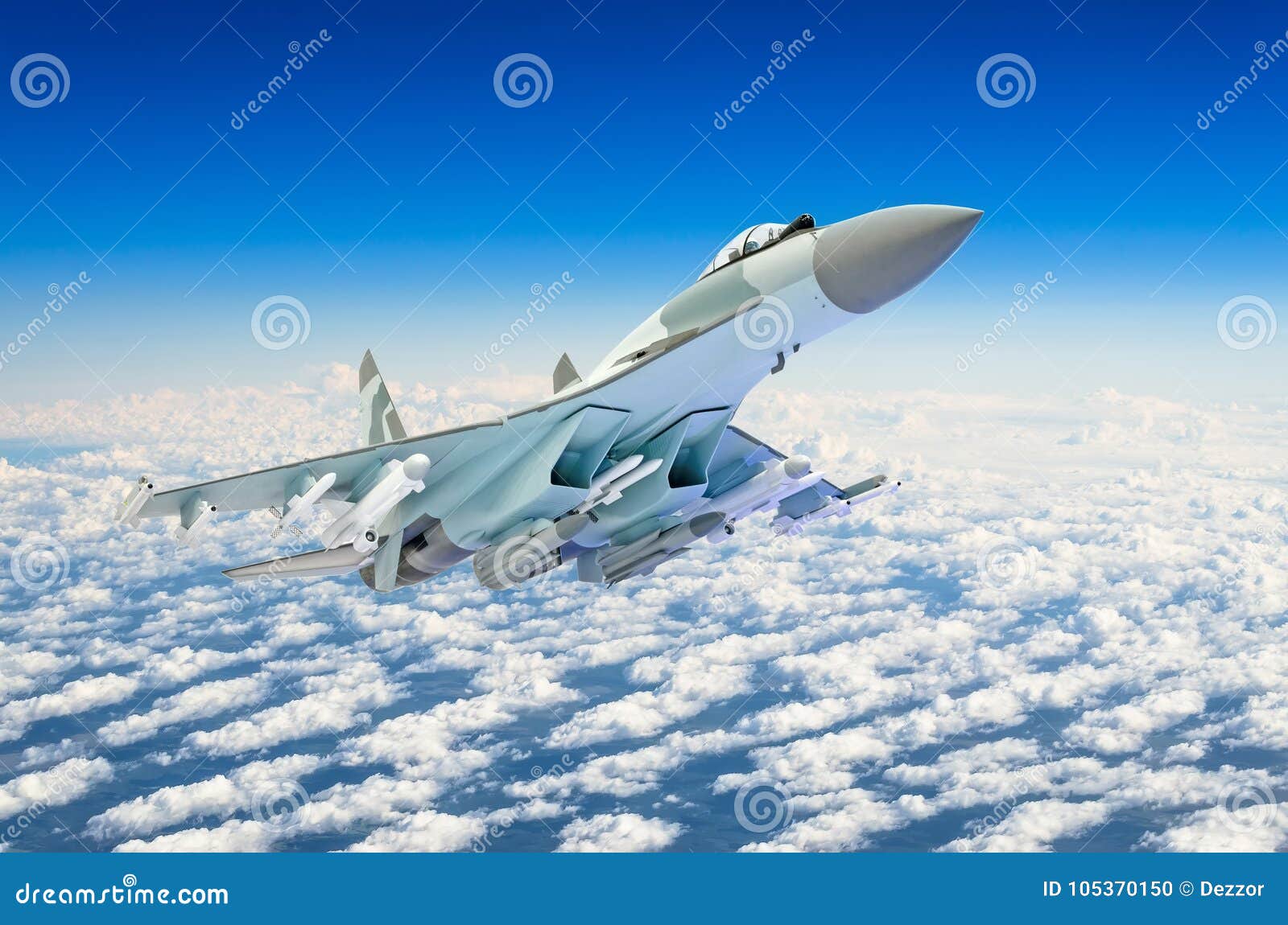 Military Fighter Jet Plane Above the Clouds. Stock Photo - Image of ...