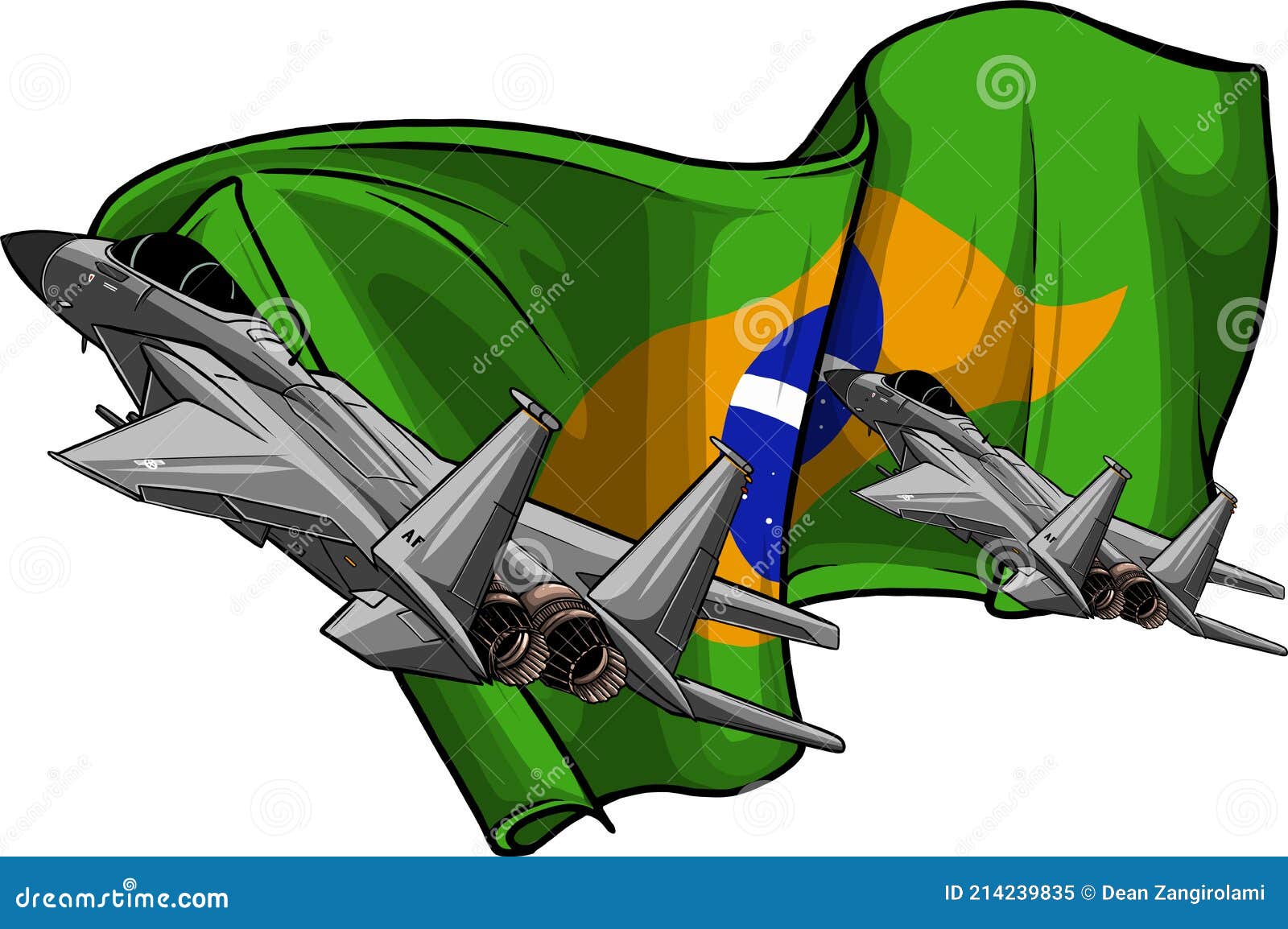 Military Fighter Jets with Brazil Flag Vector Stock Vector ...