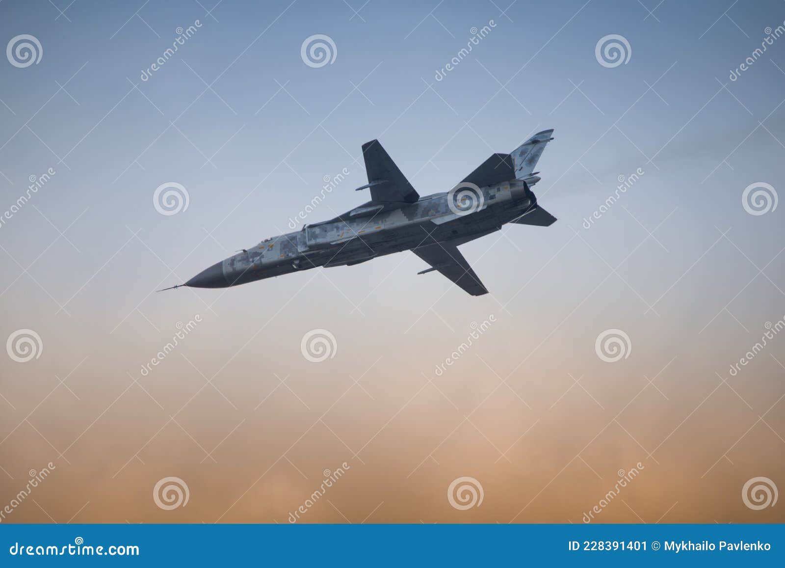 Military Fighter Plane with Variable Sweep Wing on Sky Background ...
