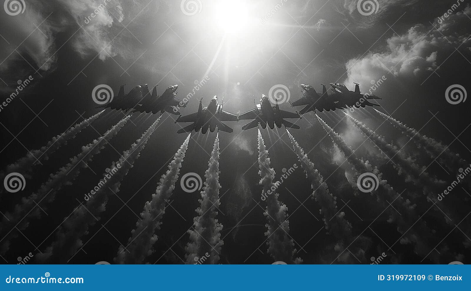 A Military Flyover during a Parade Wide Shot Stock Image - Image of ...