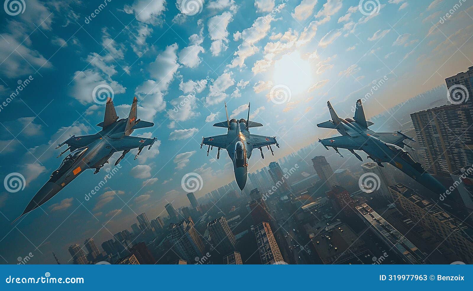 A Military Flyover during a Parade Wide Shot Stock Image - Image of ...