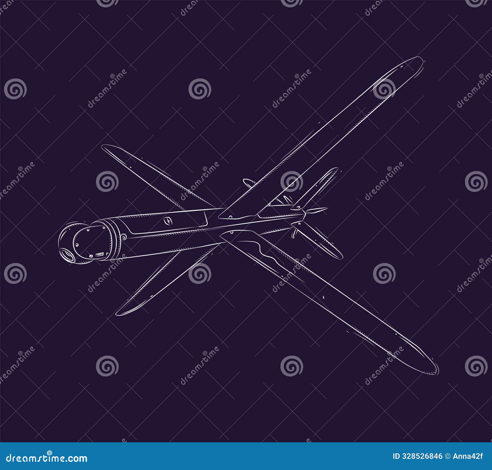 Military FPV Drone With Camera And Wings On Blue Background Vector ...