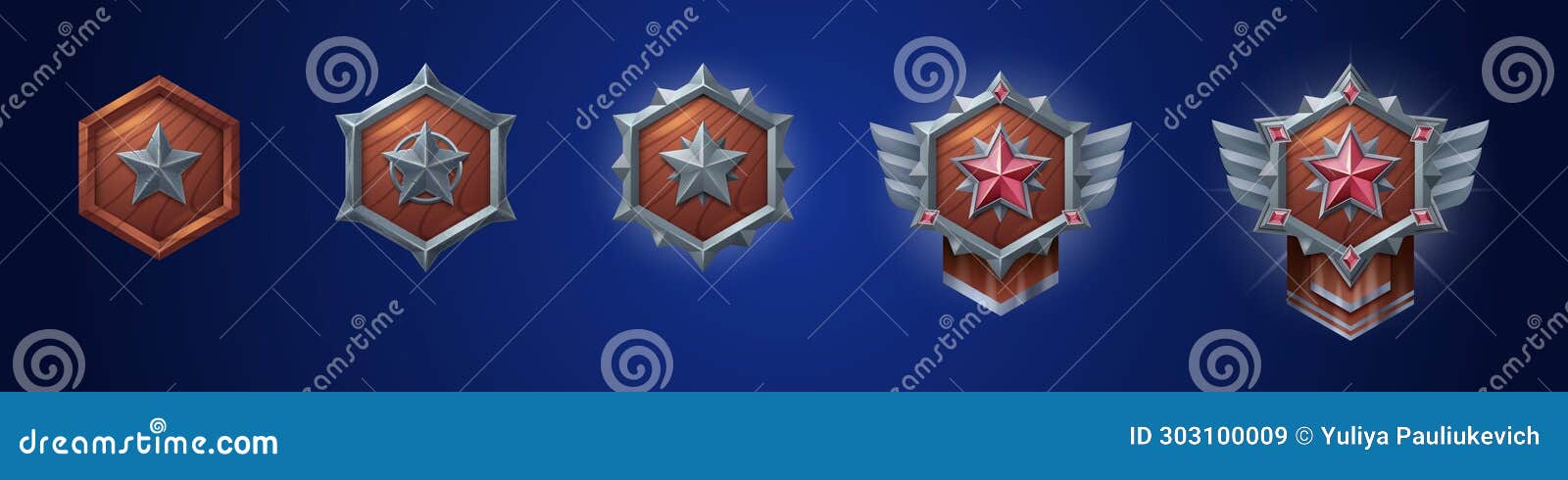 Military Game Rank Shields Set Stock Illustration - Illustration of ...