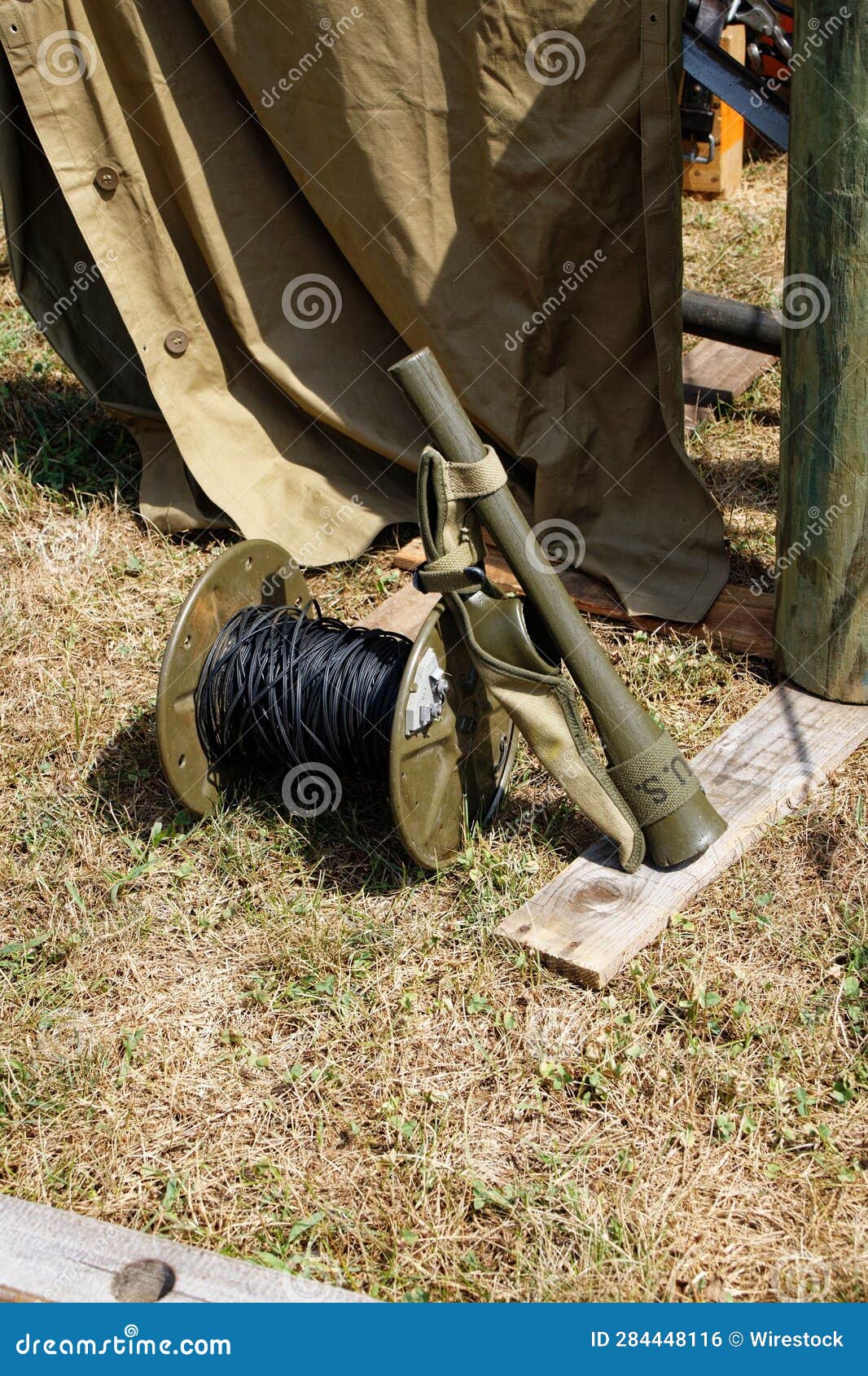 Military-grade Machine Mounted on a Post in the Ground Stock Photo ...