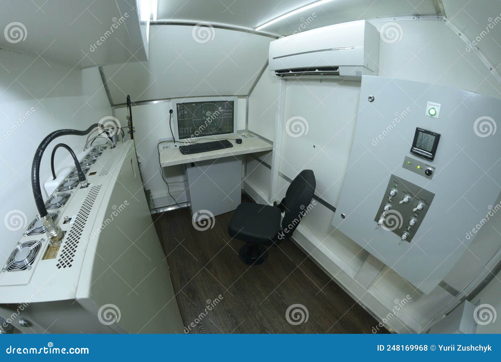 Military Ground Mobile Radar Operator Compartment, Workplace, Control ...
