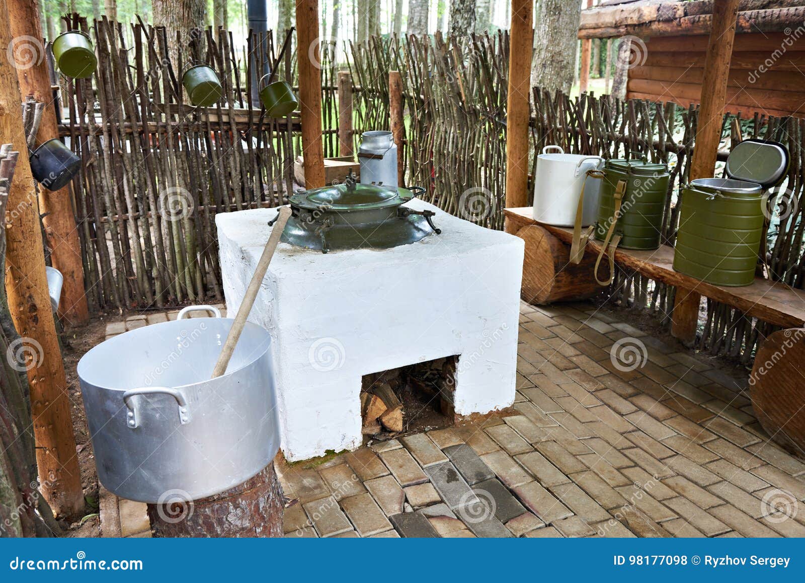 Military Guerrilla Kitchen Outdoors Stock Photo - Image of cookhouse ...