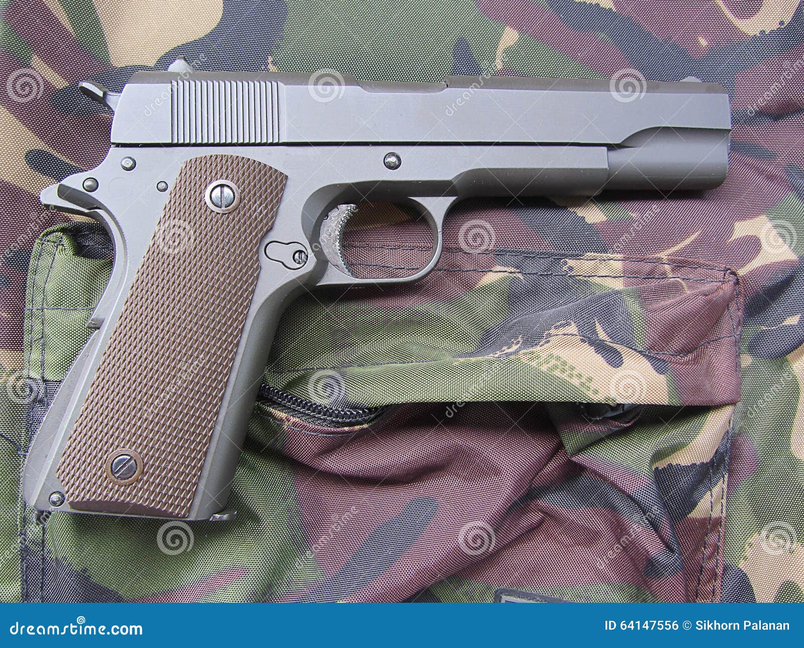 Military gun m1911 stock photo. Image of brown, army - 64147556