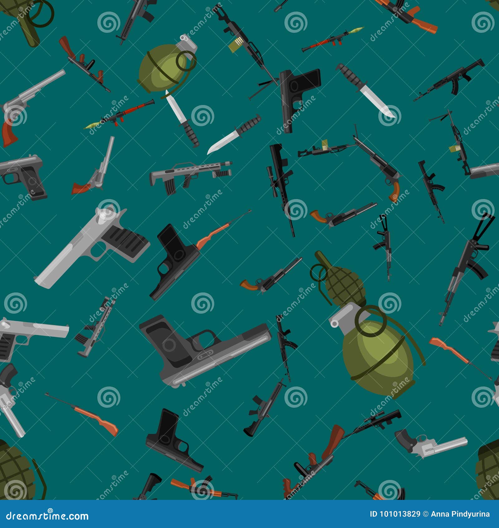 Military Gun Seamless Pattern, Automatic Stock Vector - Illustration of ...