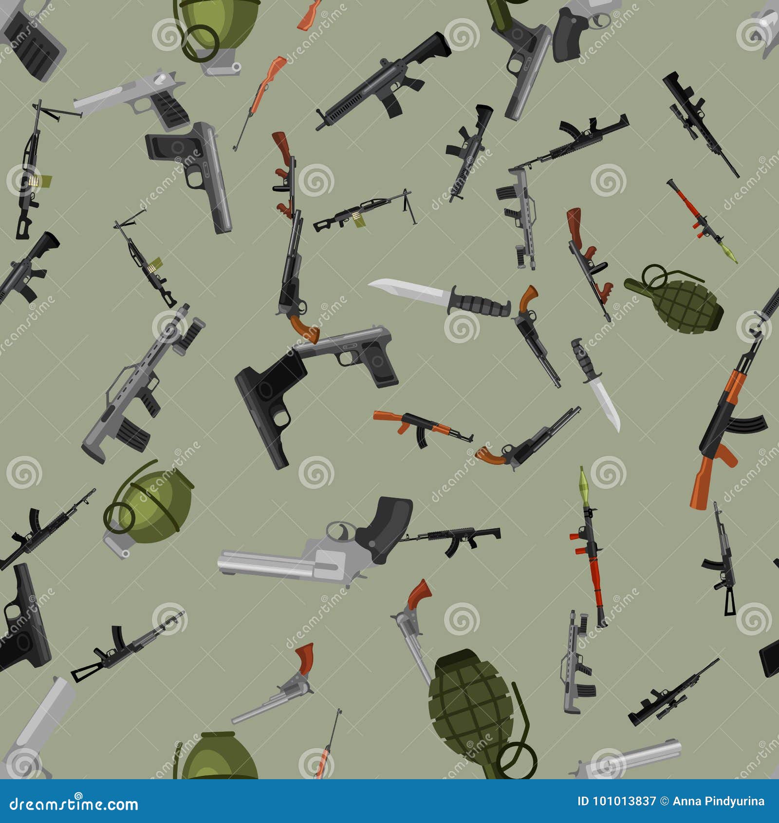 Military Gun Seamless Pattern, Automatic Stock Vector - Illustration of ...