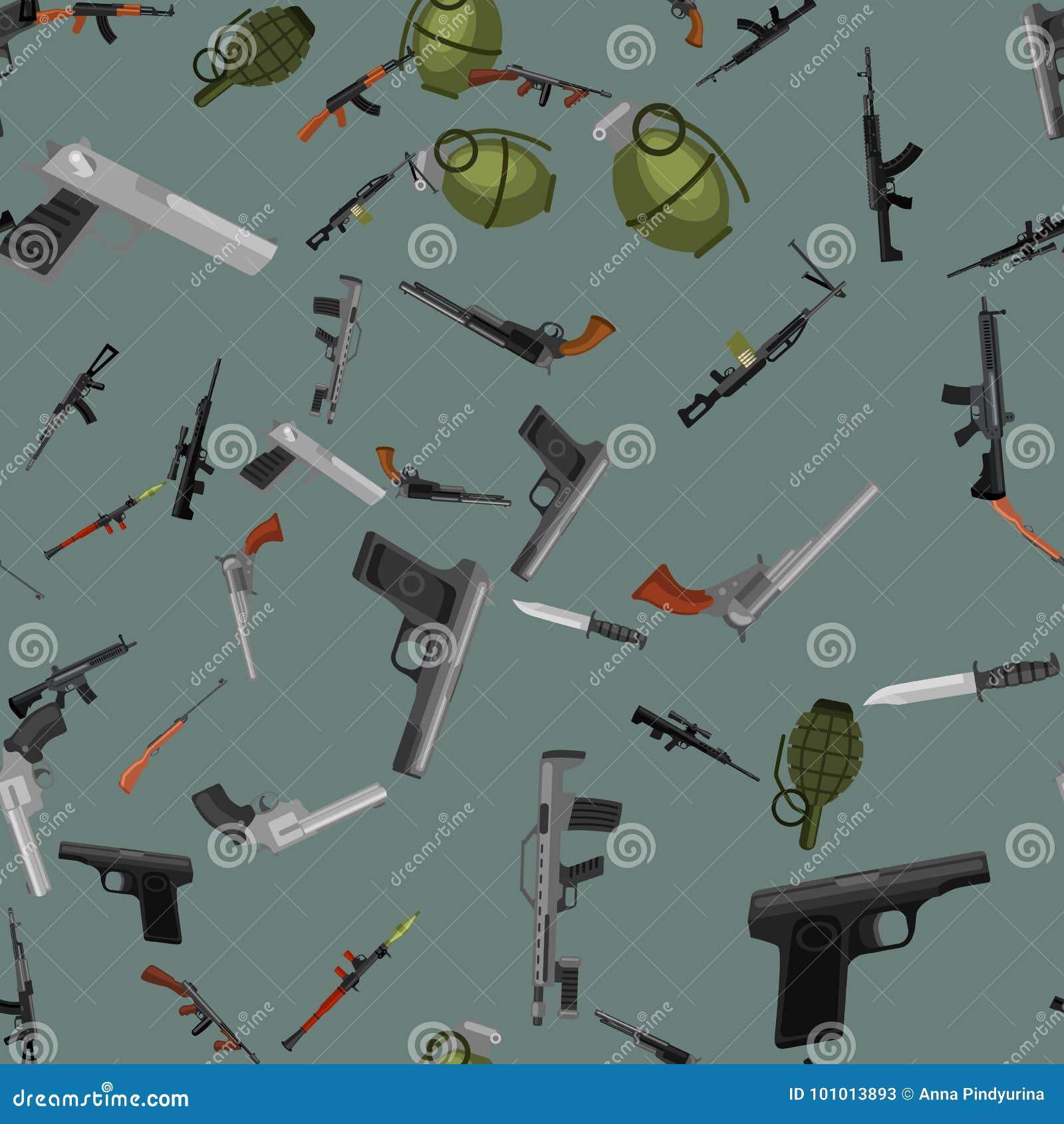 Military Gun Seamless Pattern, Automatic Stock Vector - Illustration of ...