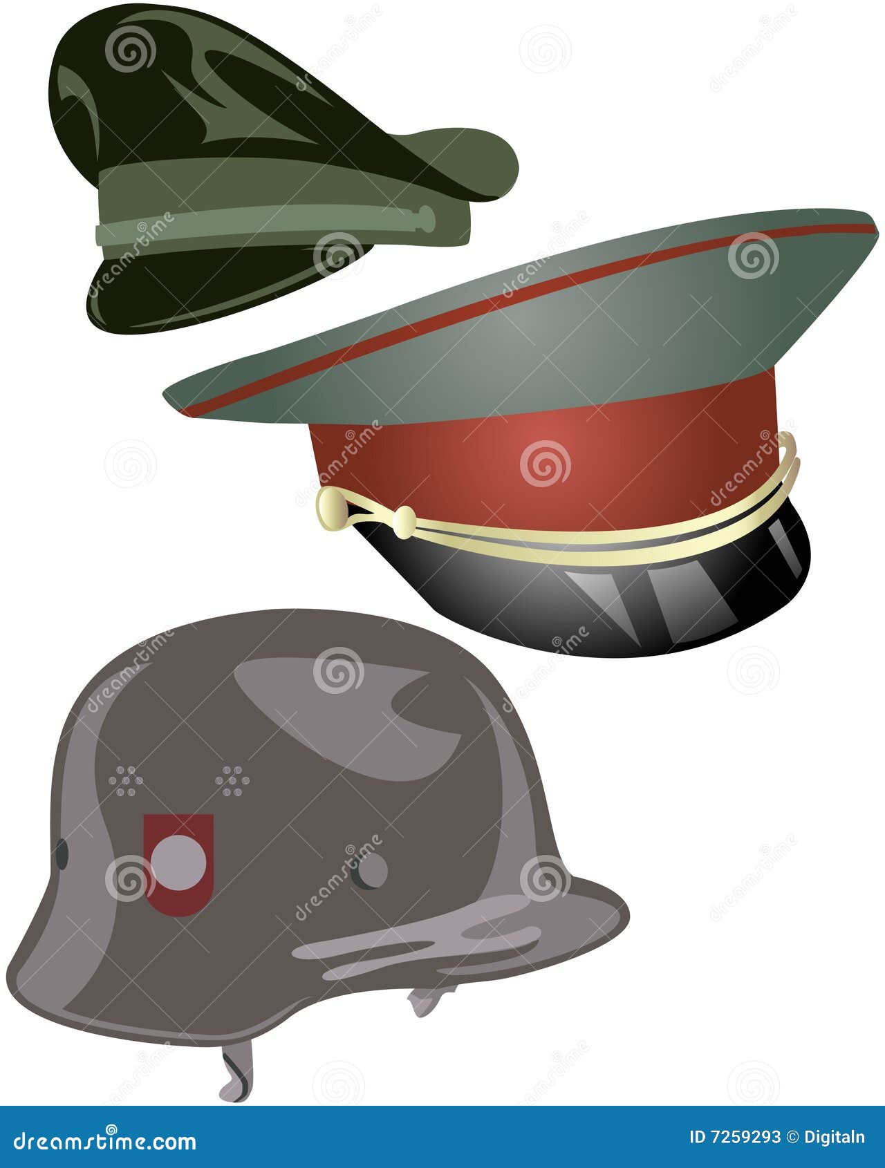 Military Hats And Helmet Cartoon Vector | CartoonDealer.com #7259293