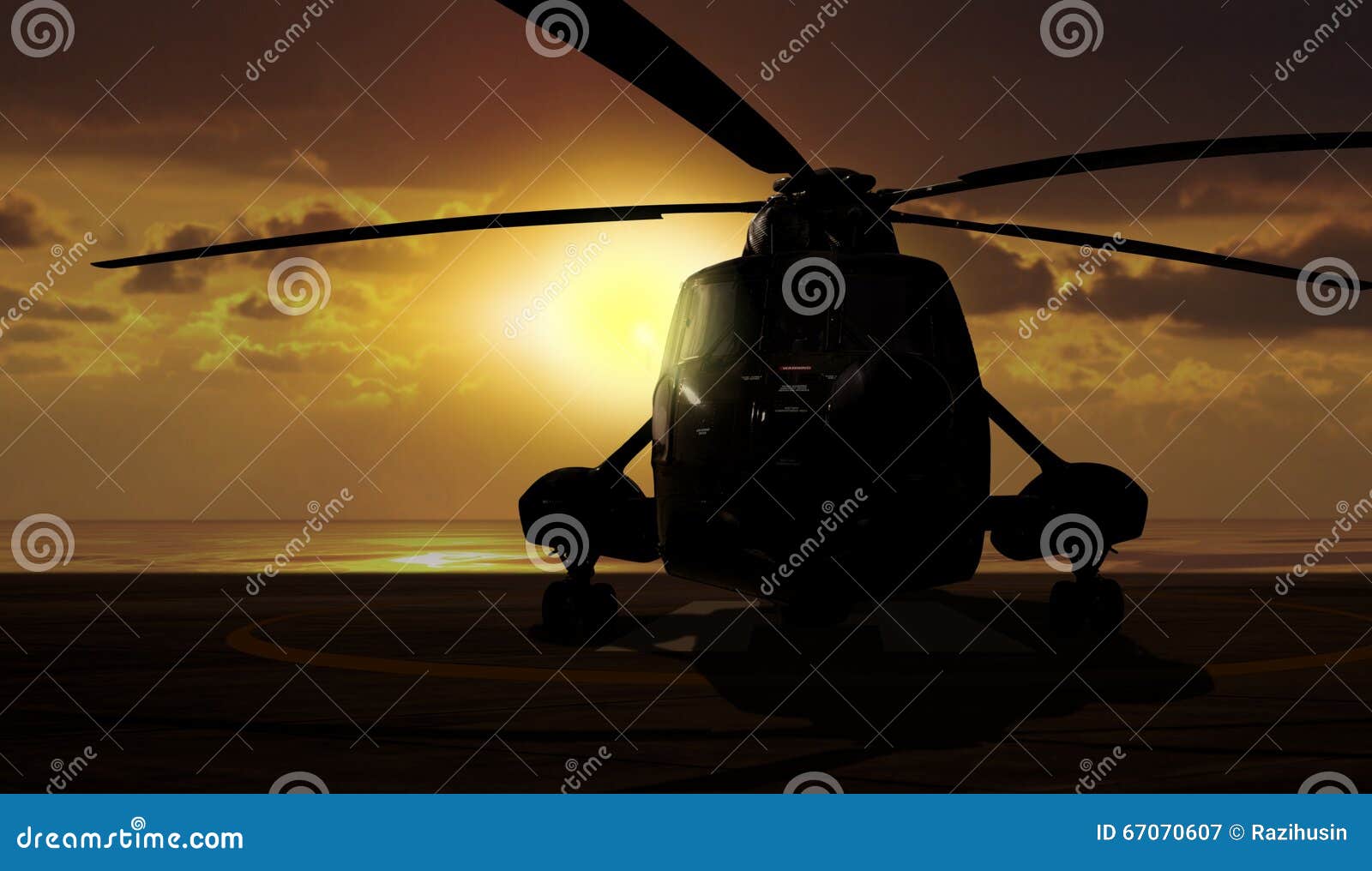 Military Helicopter on Carrier Ship Stock Image - Image of night, ocean ...