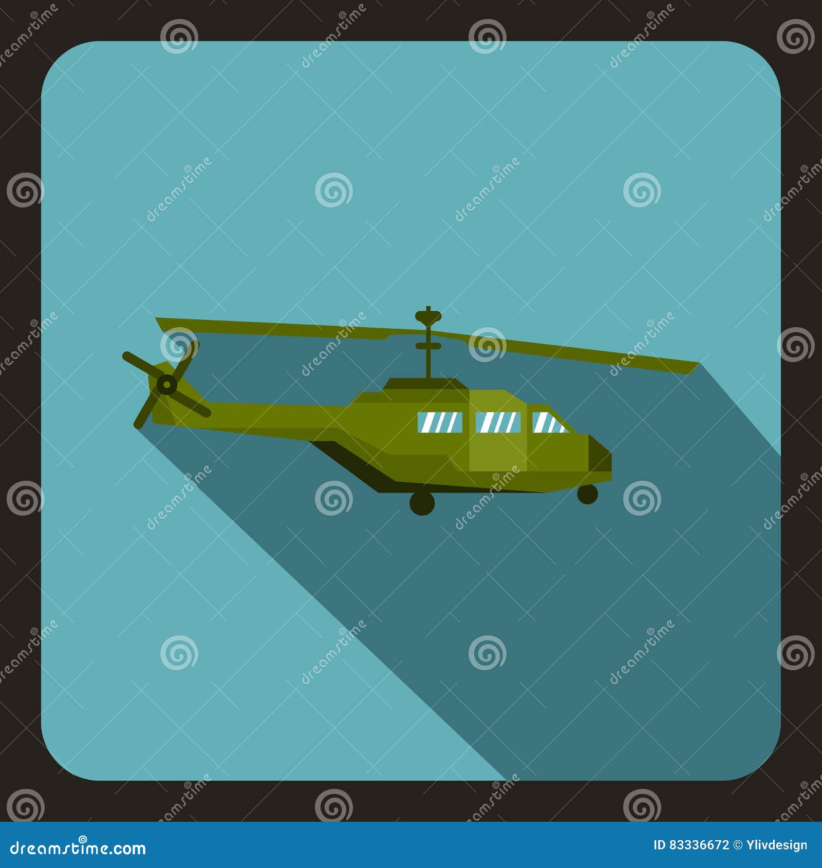Military Helicopter Icon, Flat Style Stock Vector - Illustration of ...