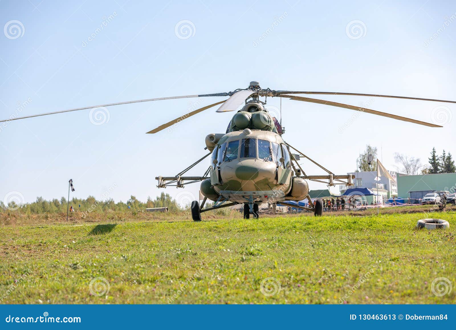 Military Helicopter Lands on the Ground during Military Exercise Stock ...