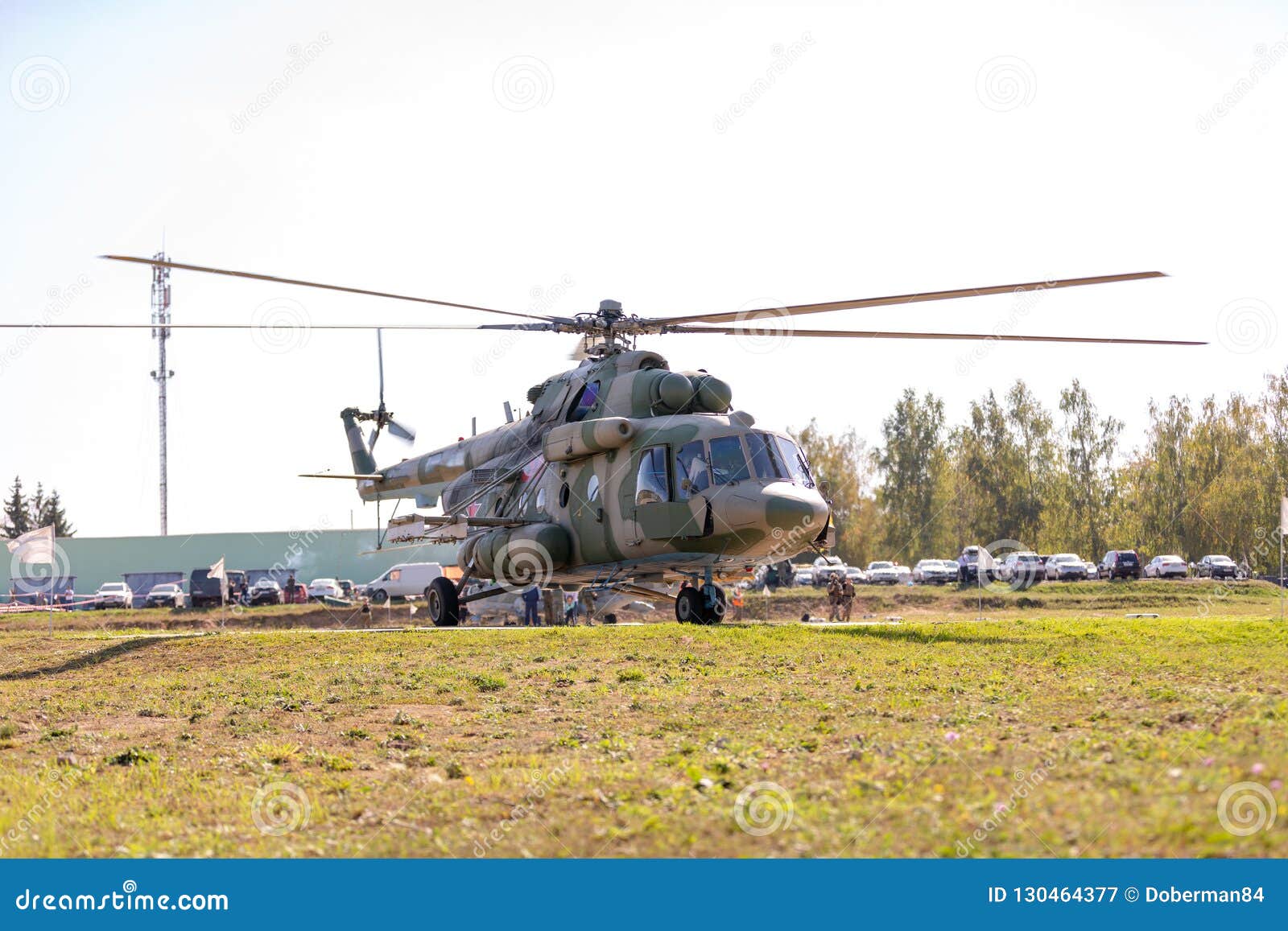 Military Helicopter Lands on the Ground during Military Exercise Stock ...