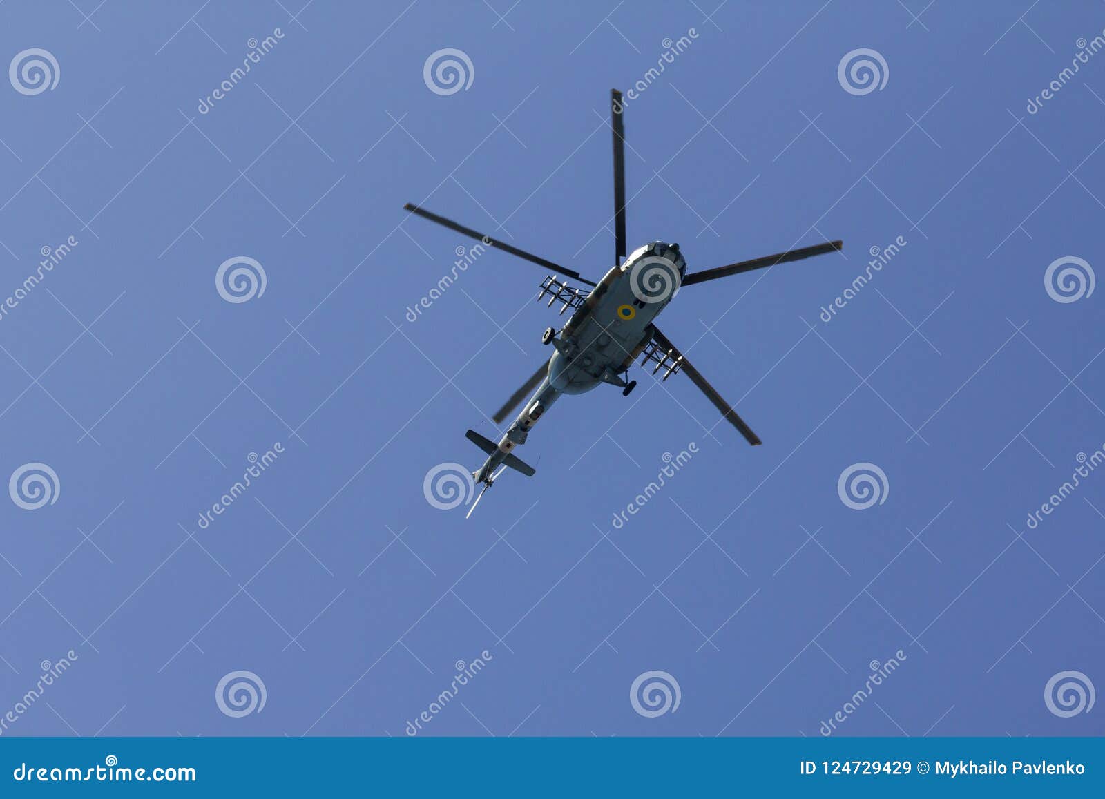 Military Helicopter Maneuvers in the Blue Sky Stock Image - Image of ...