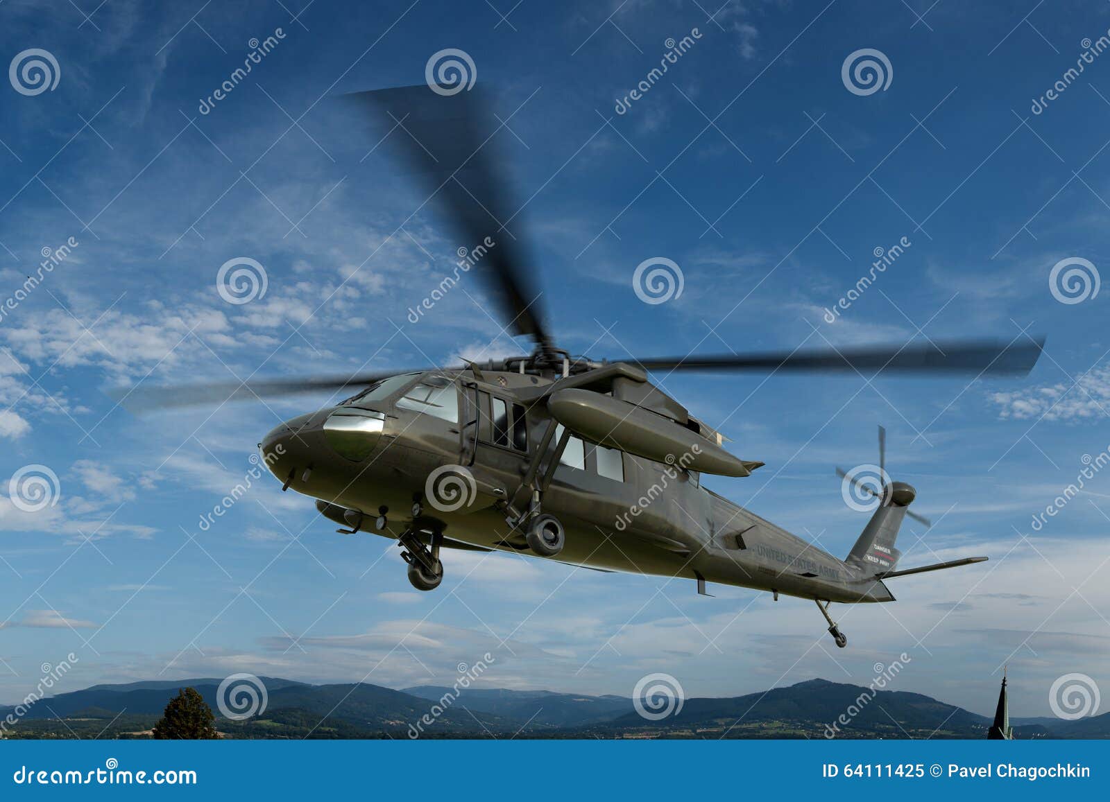 Military Helicopter UH-60 Black Hawk Realistic 3d Render Stock ...