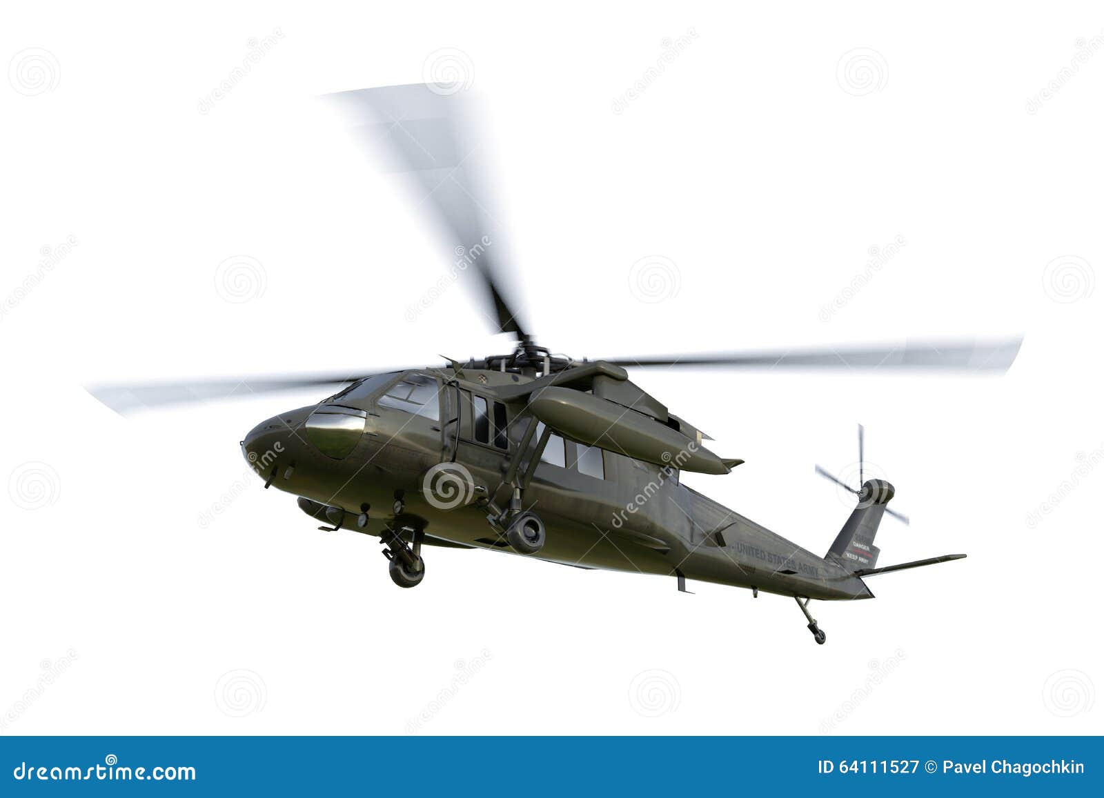 Military Helicopter UH-60 Black Hawk Realistic 3d Render Stock Image ...