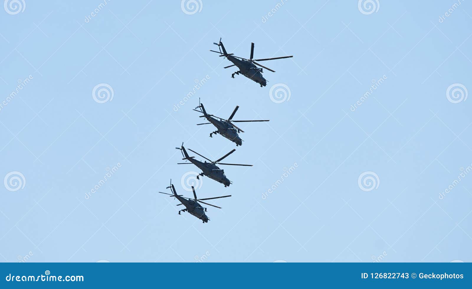 Military Helicopters Maneuvers in the Blue Sky Stock Image - Image of ...