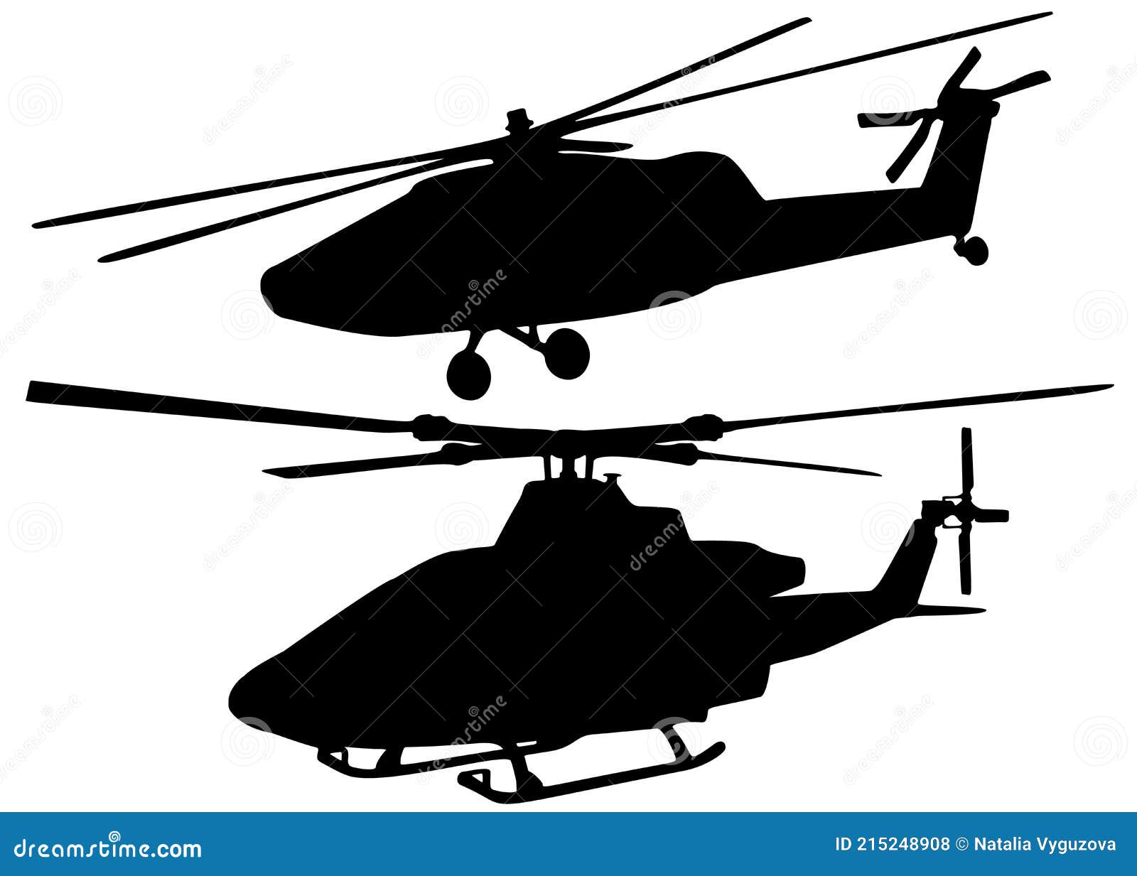 Military Helicopters in a Set. Stock Vector - Illustration of transport ...