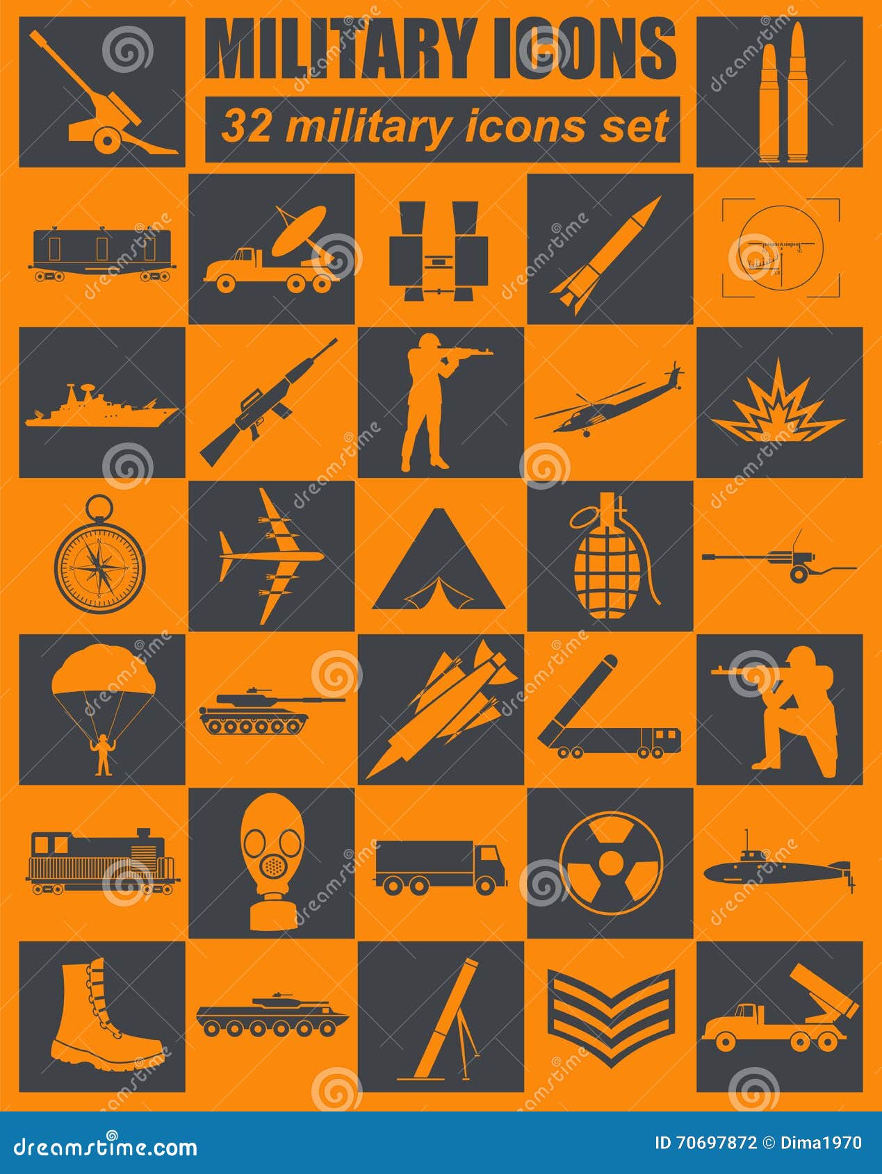 Military Icon Set. Constructor, Kit Stock Vector - Illustration of ...