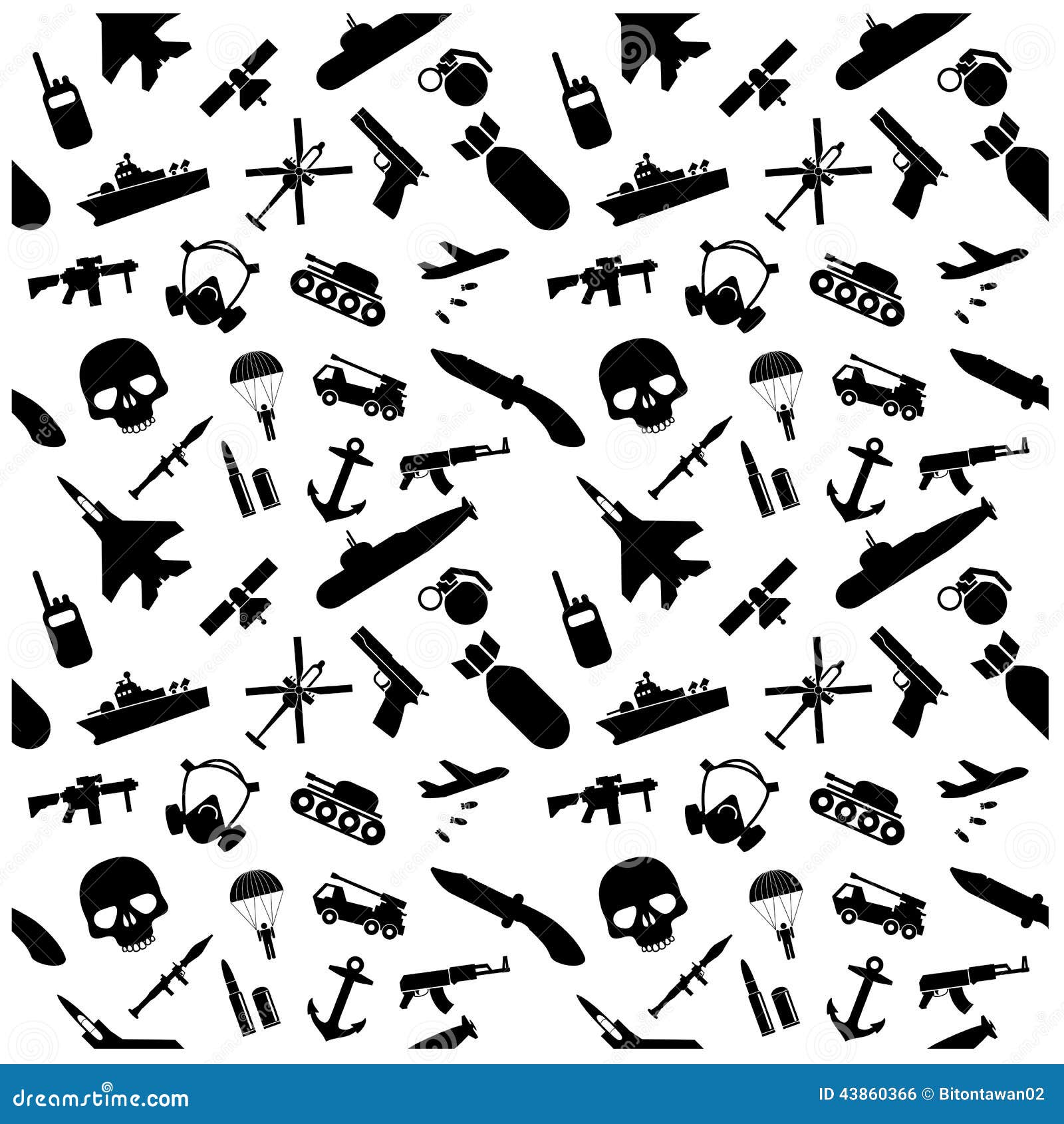 Military Icons and Background Pattern Stock Vector - Illustration of ...