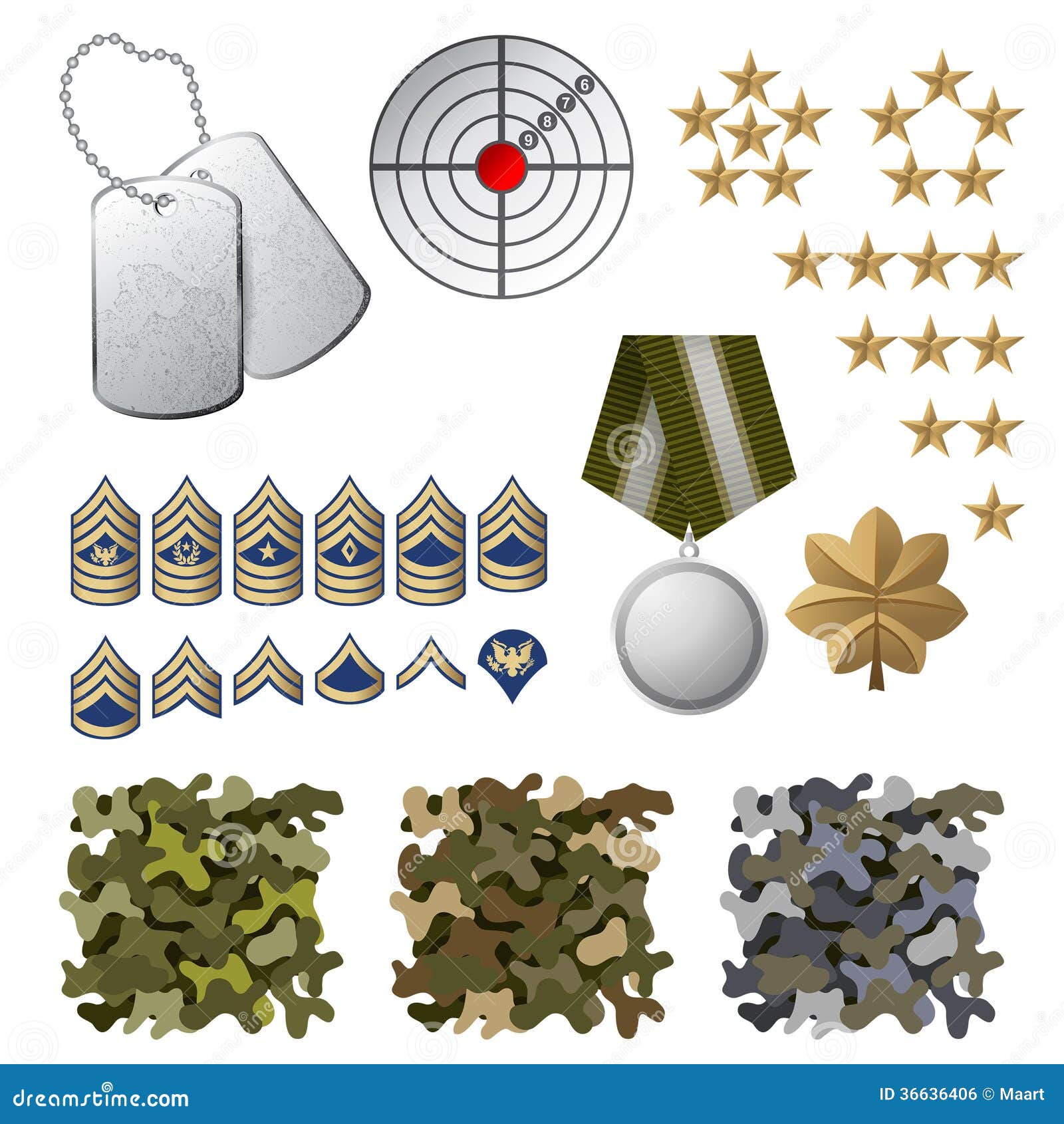 Military icons stock vector. Illustration of lieutenant - 36636406