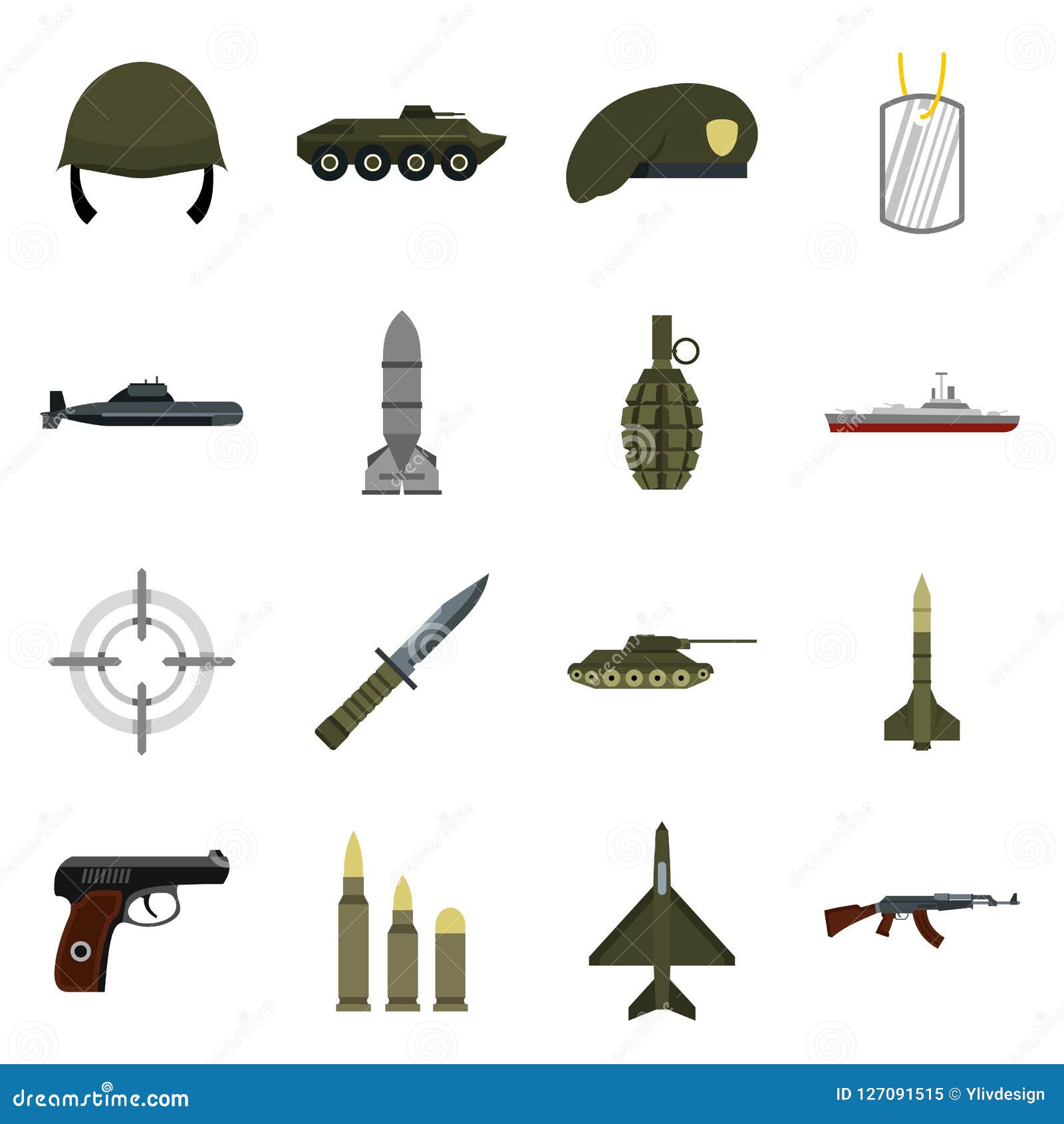 Military Icons Set, Flat Style Stock Illustration - Illustration of ... Military Icons Set, Flat Style Stock Illustration - Illustration of ...