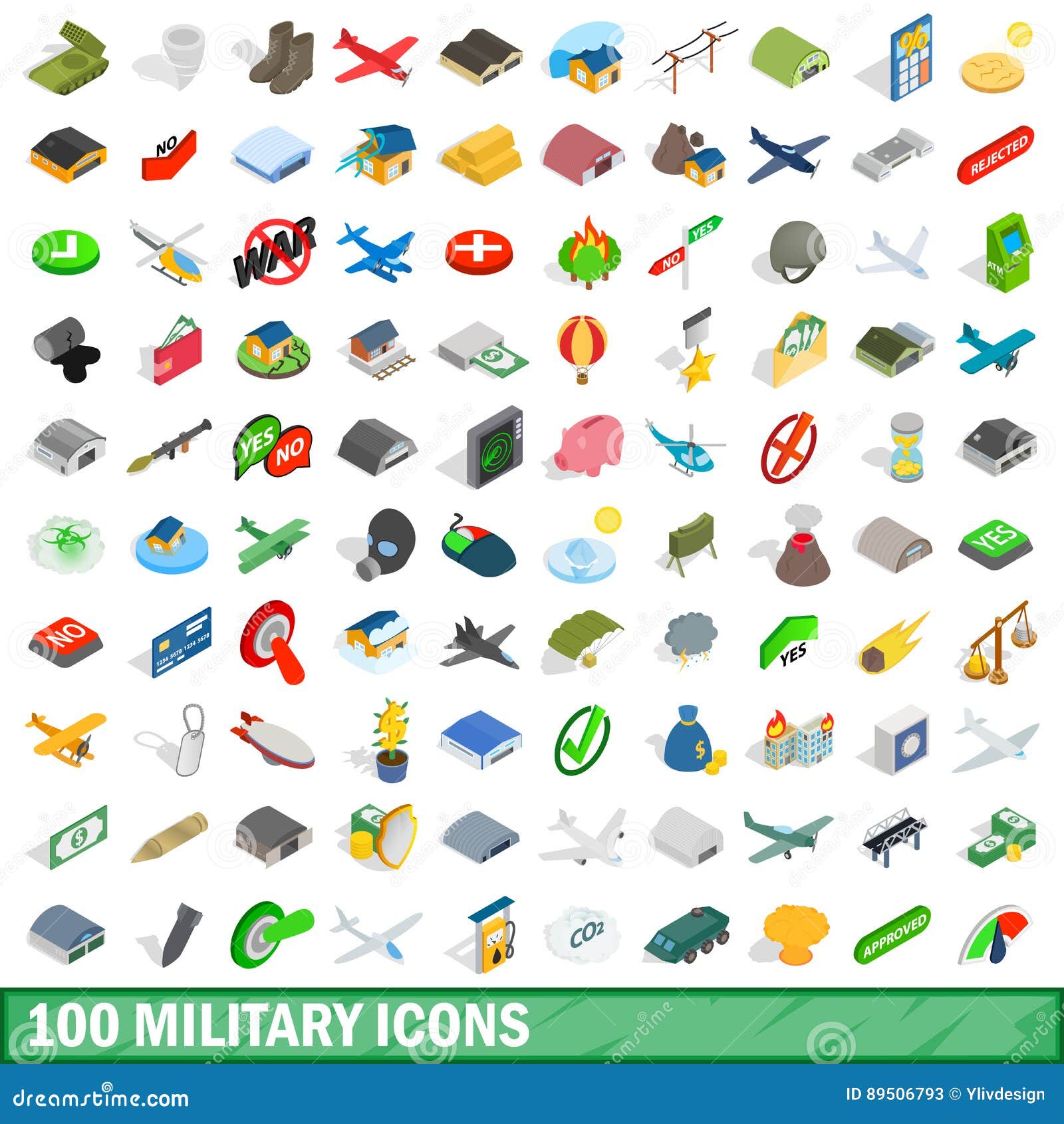 100 Military Icons Set, Isometric 3d Style Stock Vector - Illustration ...