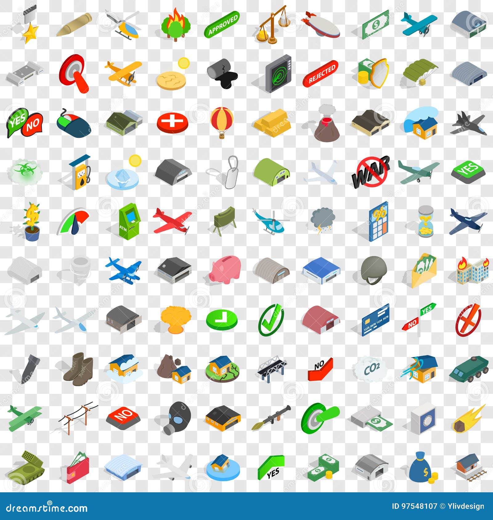 100 Military Icons Set, Isometric 3d Style Stock Vector - Illustration ...