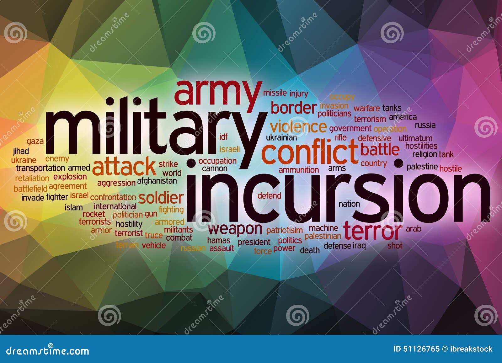 Military Incursion Word Cloud with Abstract Background Stock ...