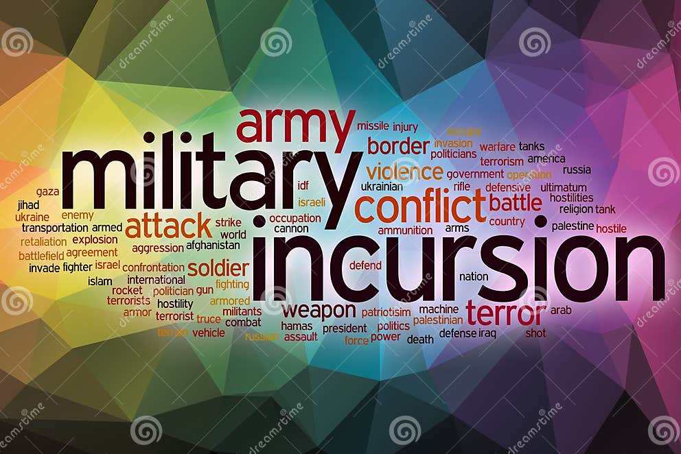 Military Incursion Word Cloud with Abstract Background Stock ...