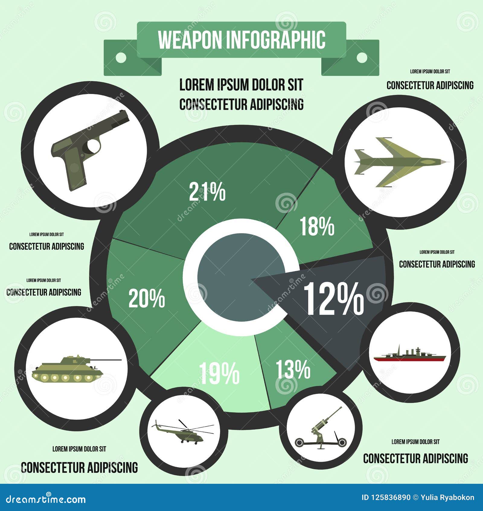 Military Infographic Template, Flat Style Stock Illustration ...