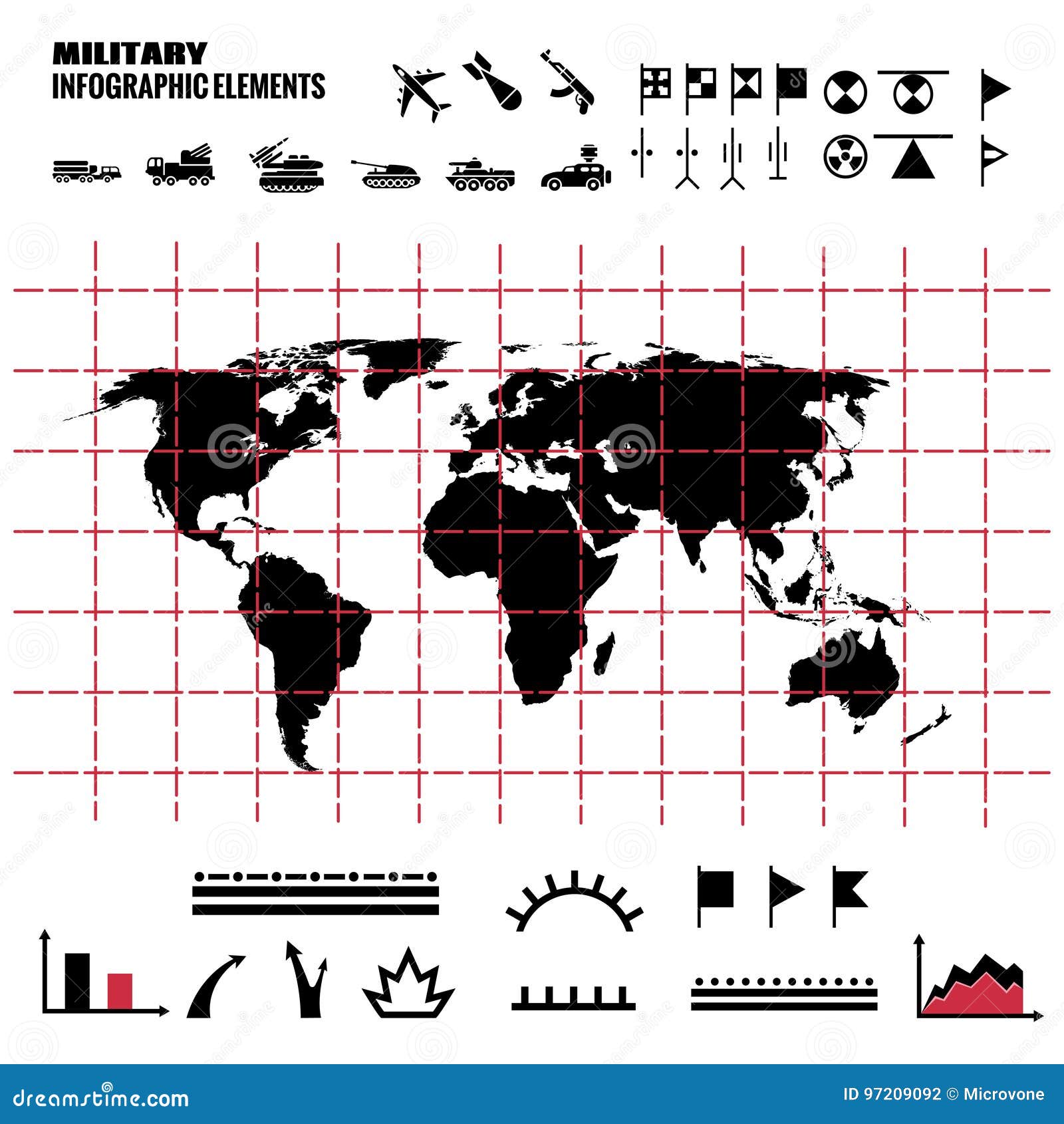 Military Infographics. A Set Of Military Silhouettes Of Icons And Icons ...