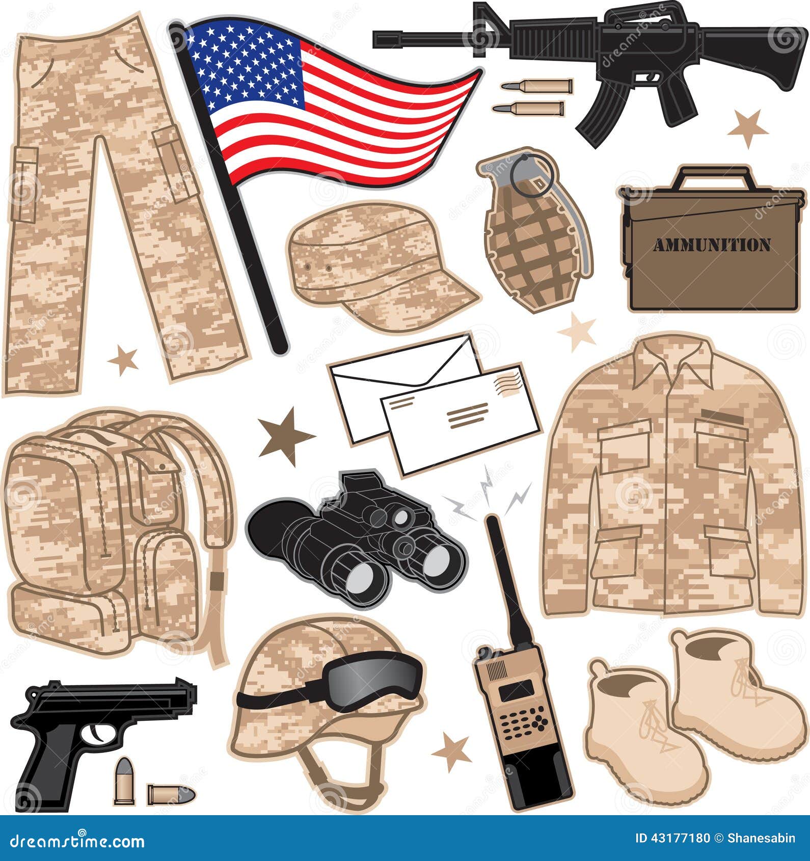 Military Items stock vector. Illustration of automatic - 43177180