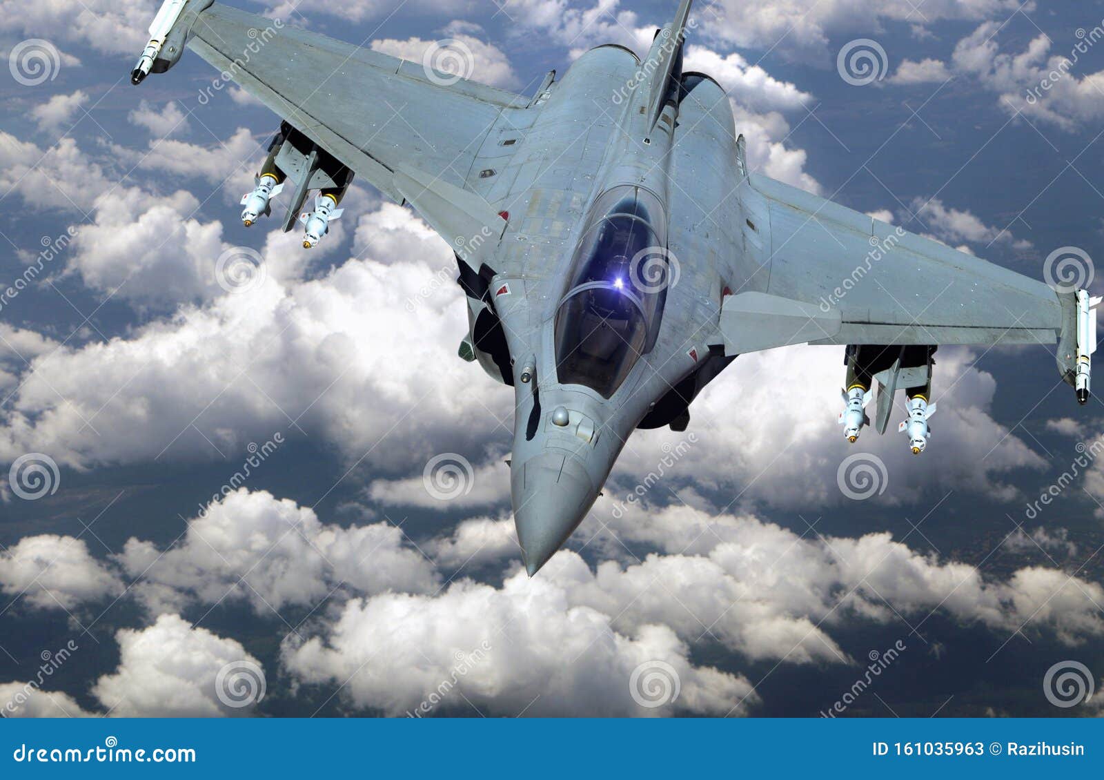 Military Jet Fighter Flying Above Clouds Stock Image - Image of speed ...
