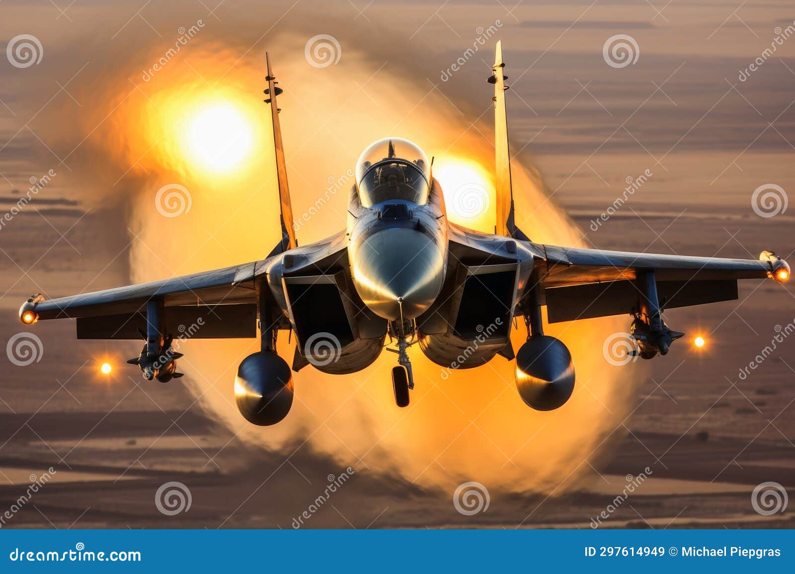 A Military Jet at Full Thrust in the Air Stock Illustration ...