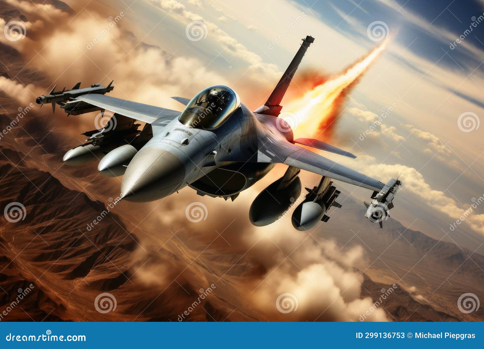 A Military Jet at Full Thrust in the Air Stock Image - Image of ...