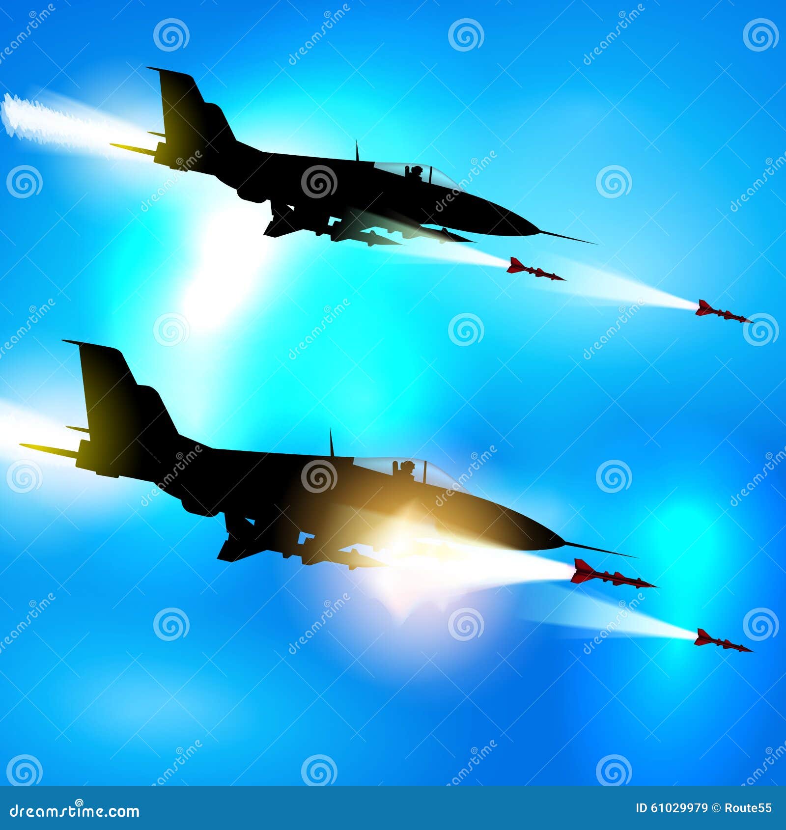 Military Jets Fired A Missiles Vector Illustration | CartoonDealer.com ...