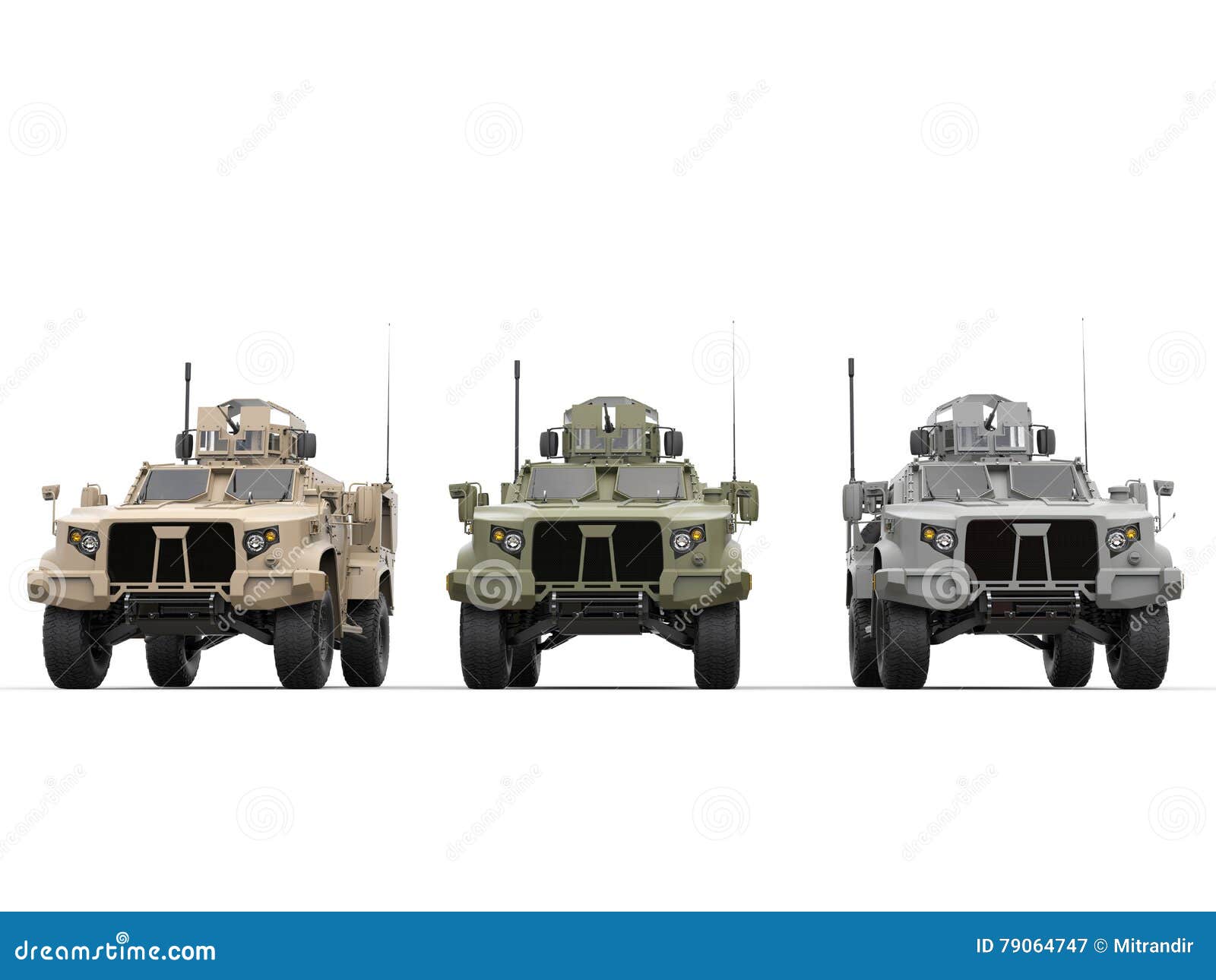 Military Light Armor Tactical Vehicles - Front View Stock Illustration ...