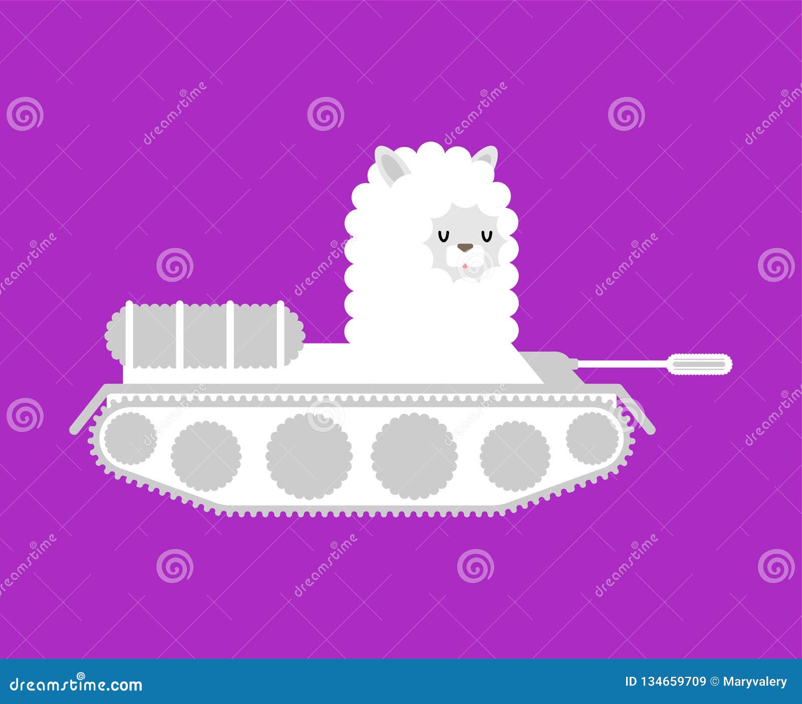 Military Llama Alpaca Tank. Cute Fluffy War Machine Stock Vector ...