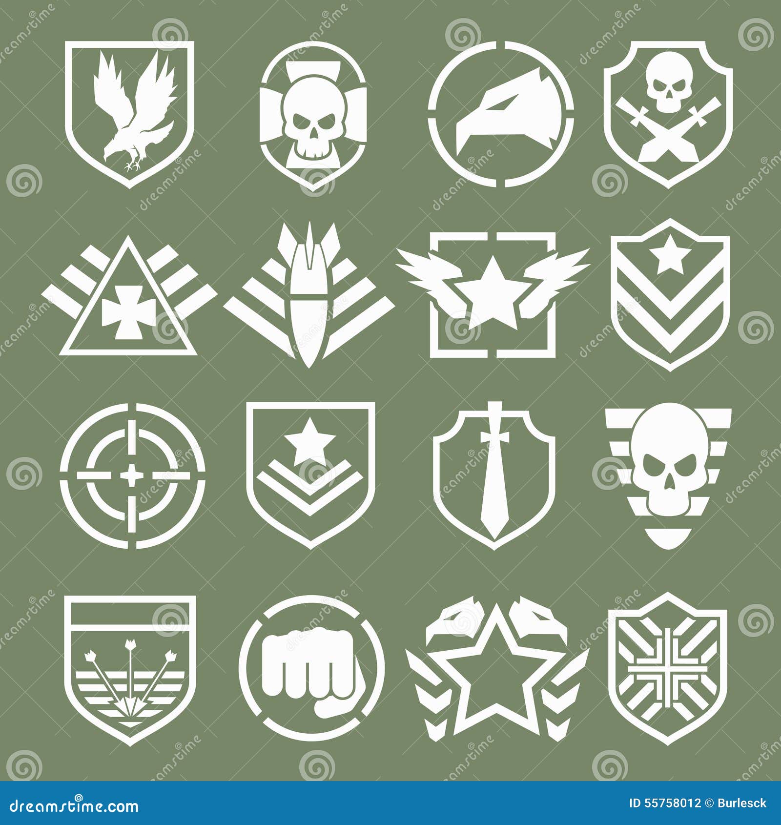 Military Logos And Badges. Army Symbols On White Background Vector ...