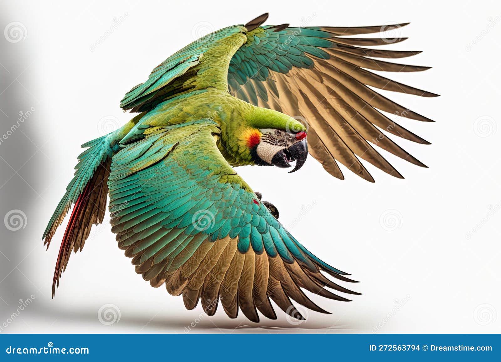 Military Macaw, Ara Militaris, Flying, on White Stock Illustration ...