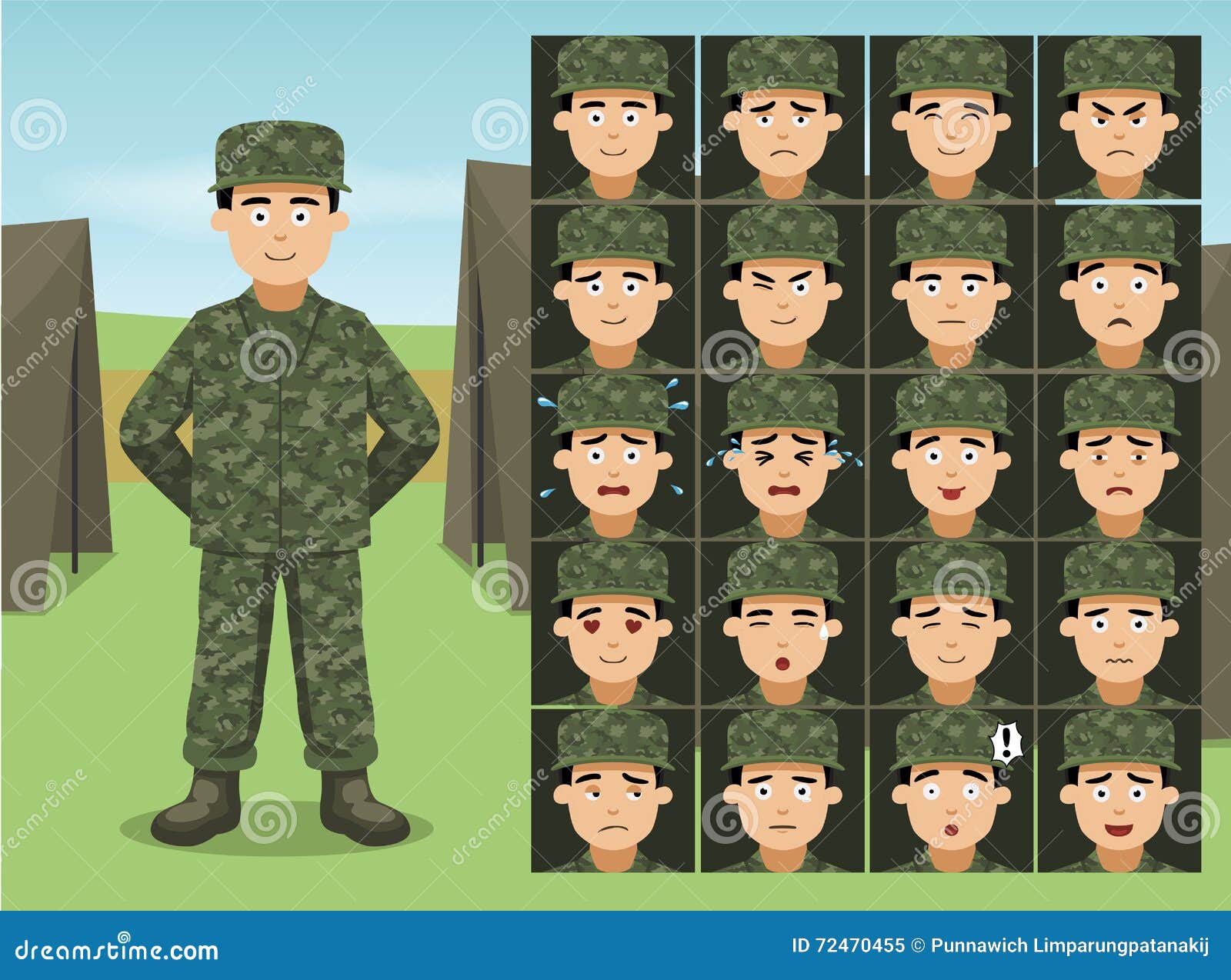 Military Man Cartoon Emotion Faces Vector Illustration Stock Vector ...